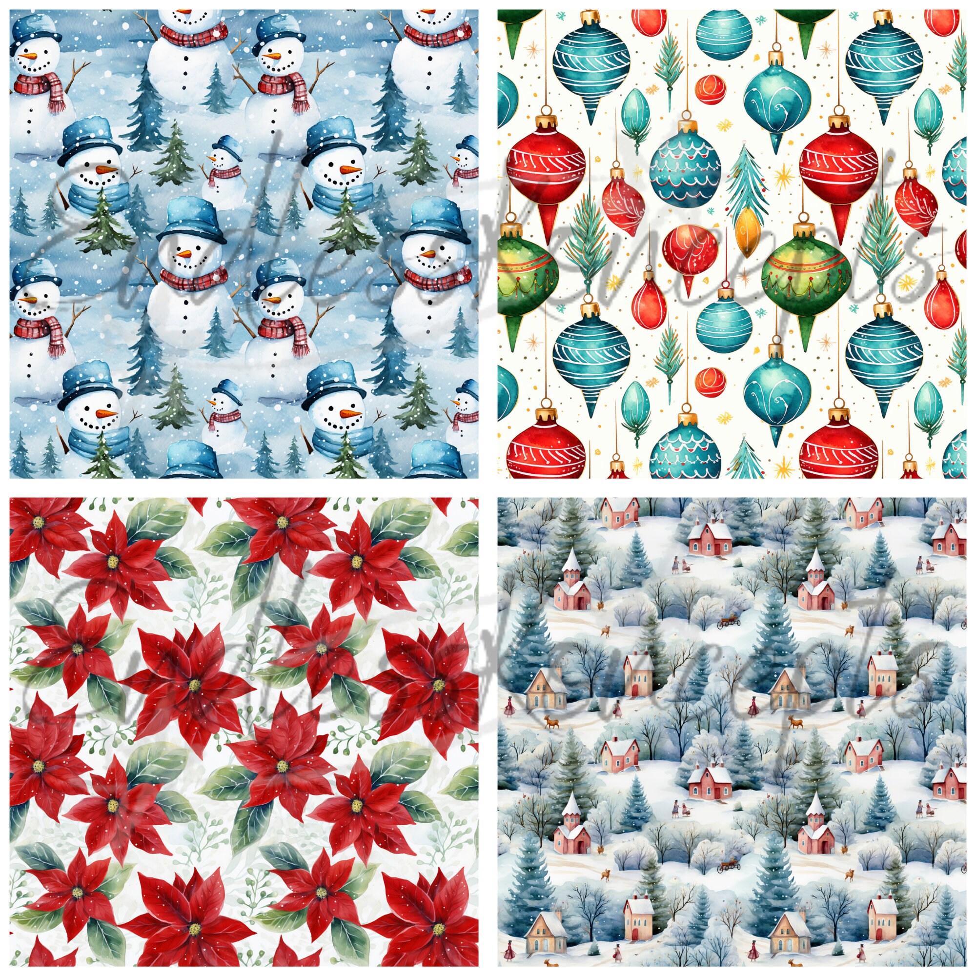 Digital Paper Pack, Holiday Paper, Winter Theme Scrapbook Paper ...