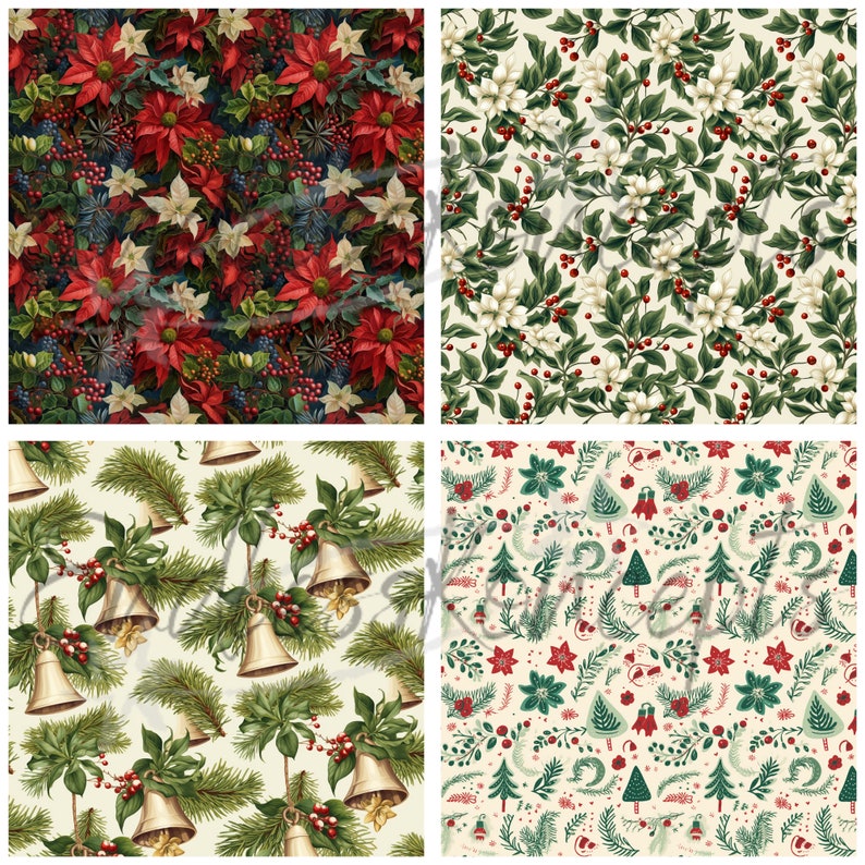 Paquete de papel digital imprimible, papel festivo, fondos retro ...