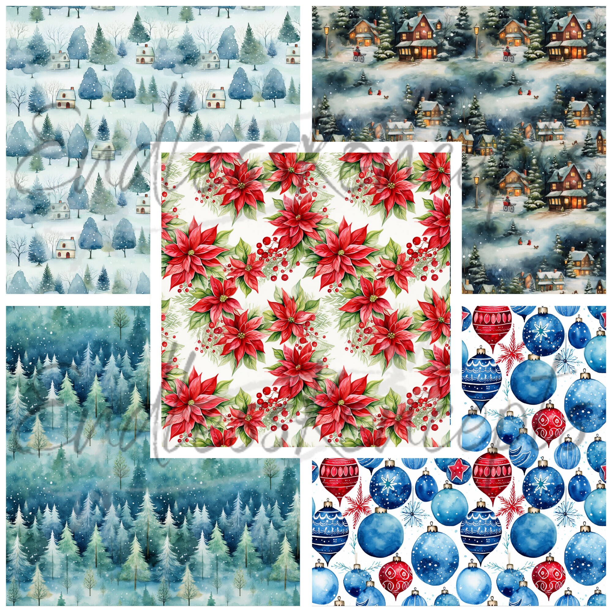 Digital Paper Pack, Holiday Paper, Winter Theme Scrapbook Paper ...