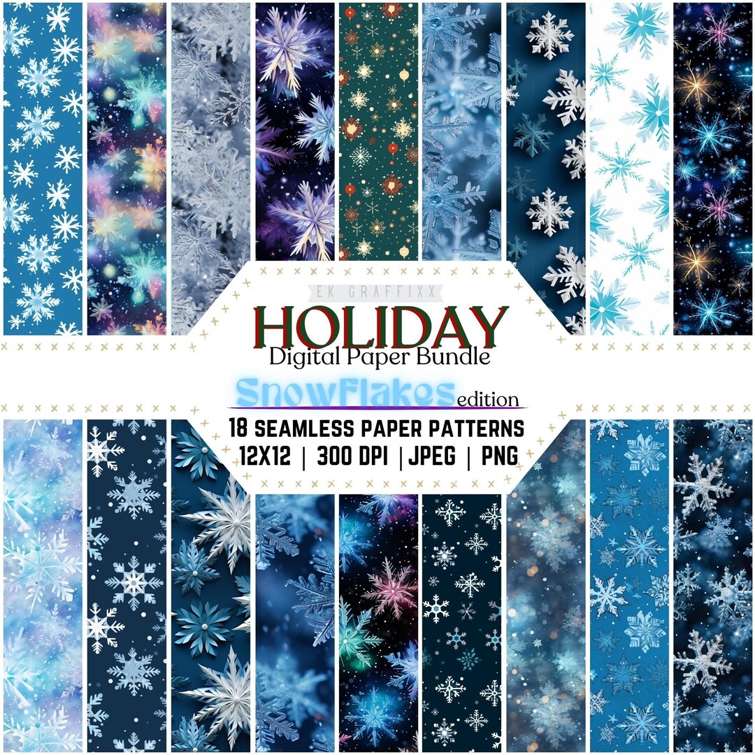 Digital Paper Pack, Holiday Paper, Winter Theme Scrapbook Paper ...