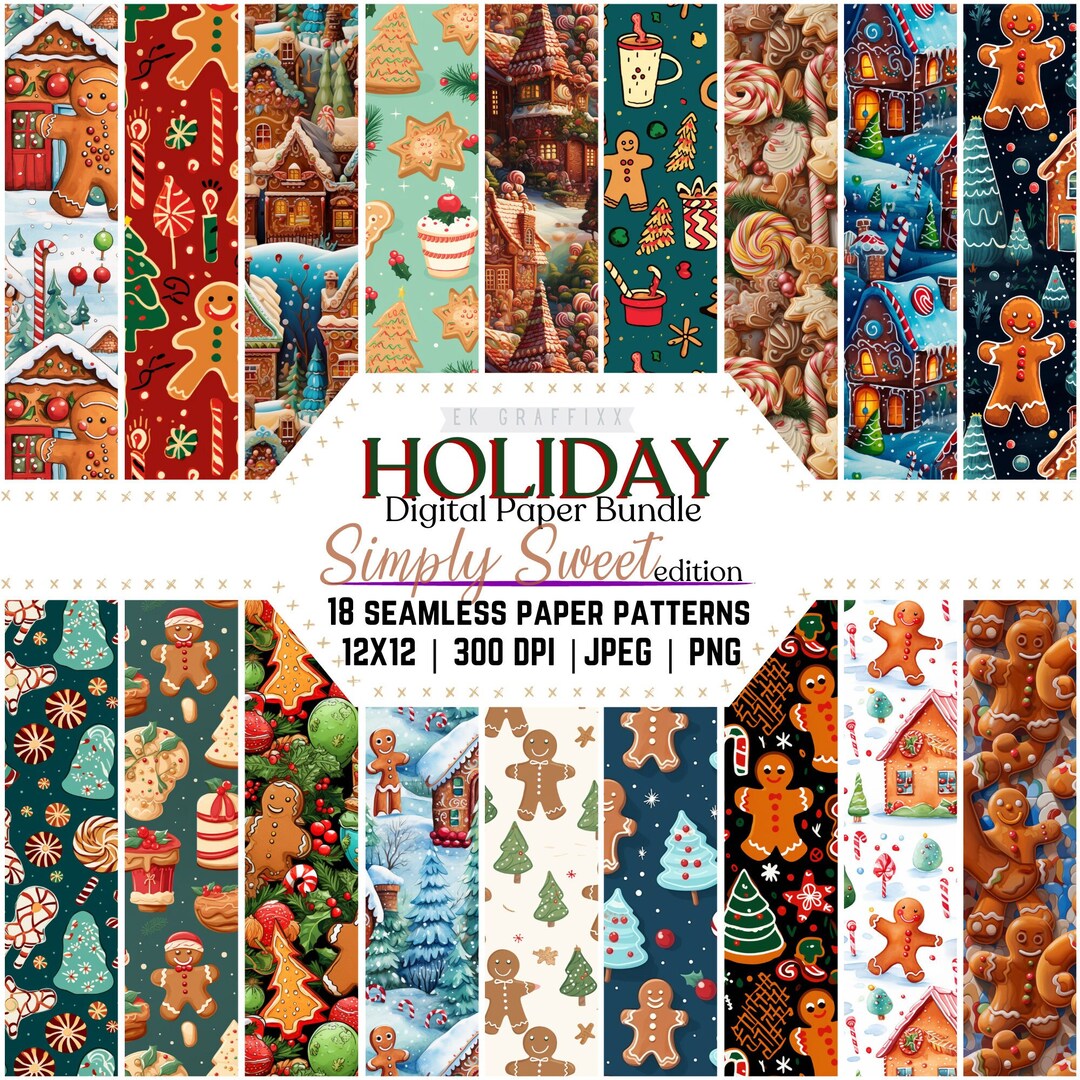 Holiday Digital Paper Pack: Christmas Cookies, Seamless Patterns (JPG ...