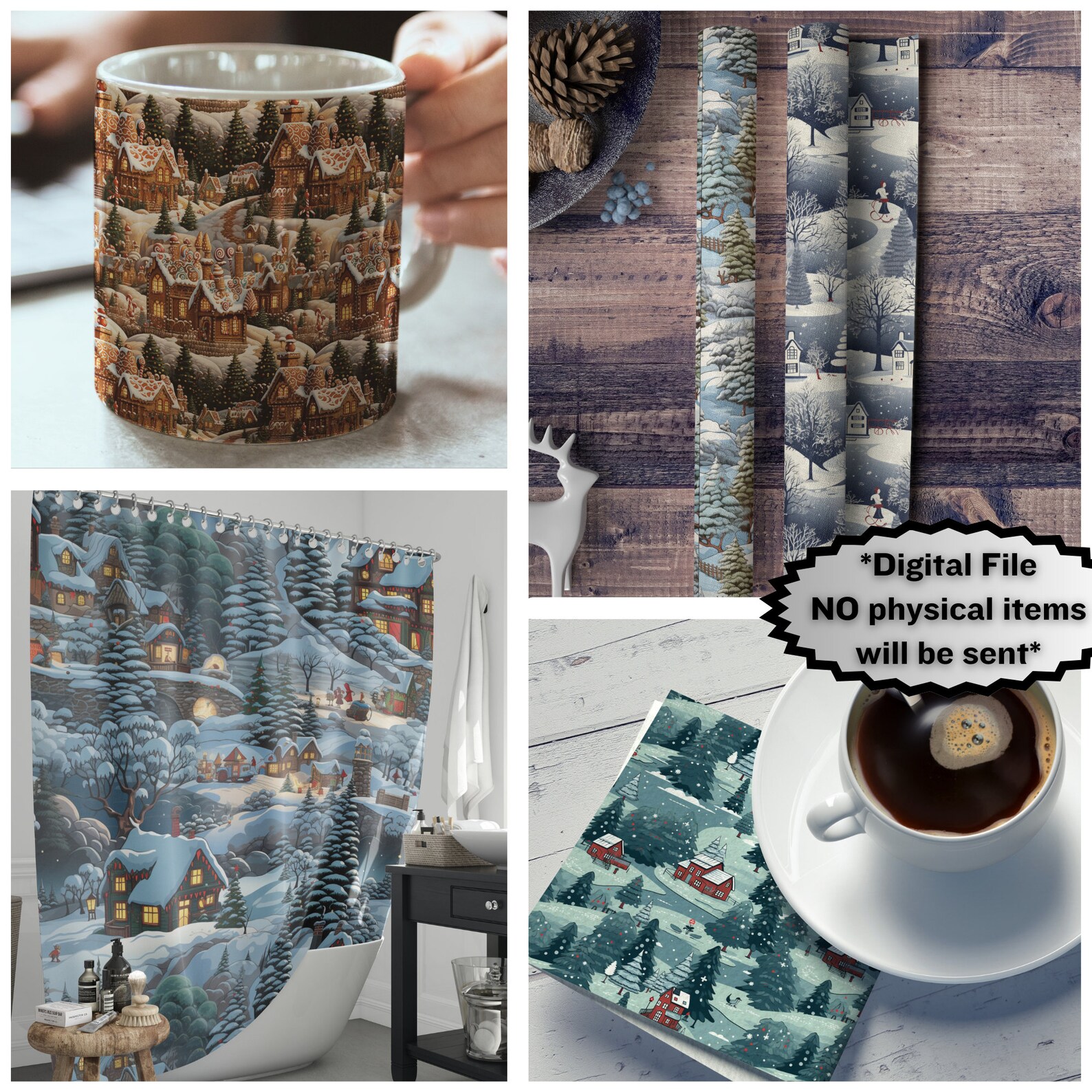 Winter Scenery Digital Paper Pack: Holiday Seamless Patterns (digital ...