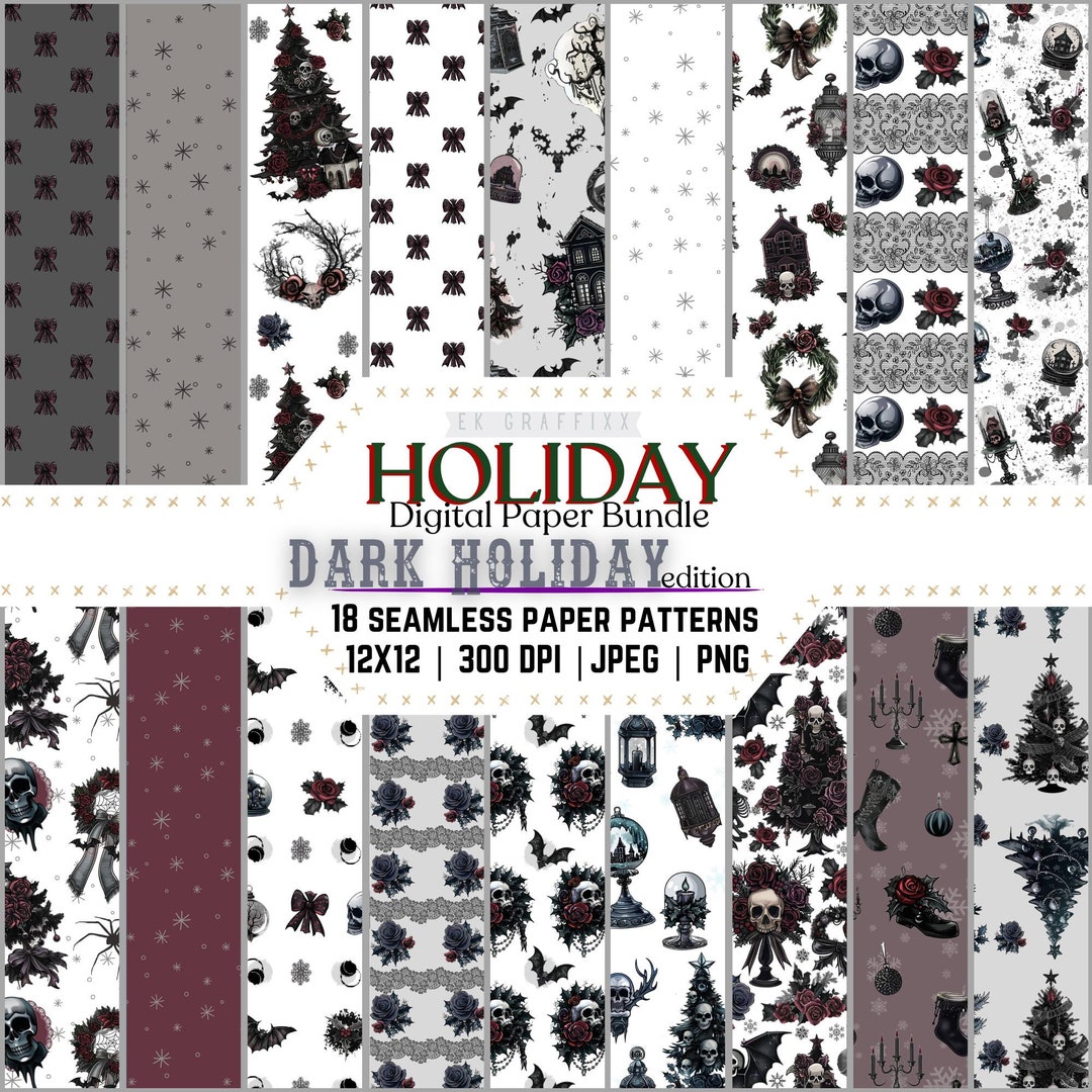 Gothic Christmas Paper: Skulls, Roses, Skeletons (digital Download) - Etsy