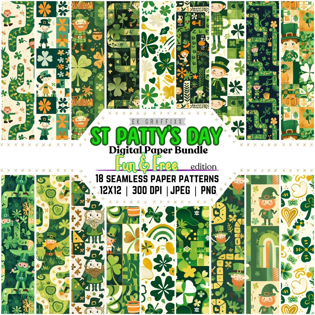 St Patty Day Pattern, St Patrick's Day Paper, Green Backgrounds ...