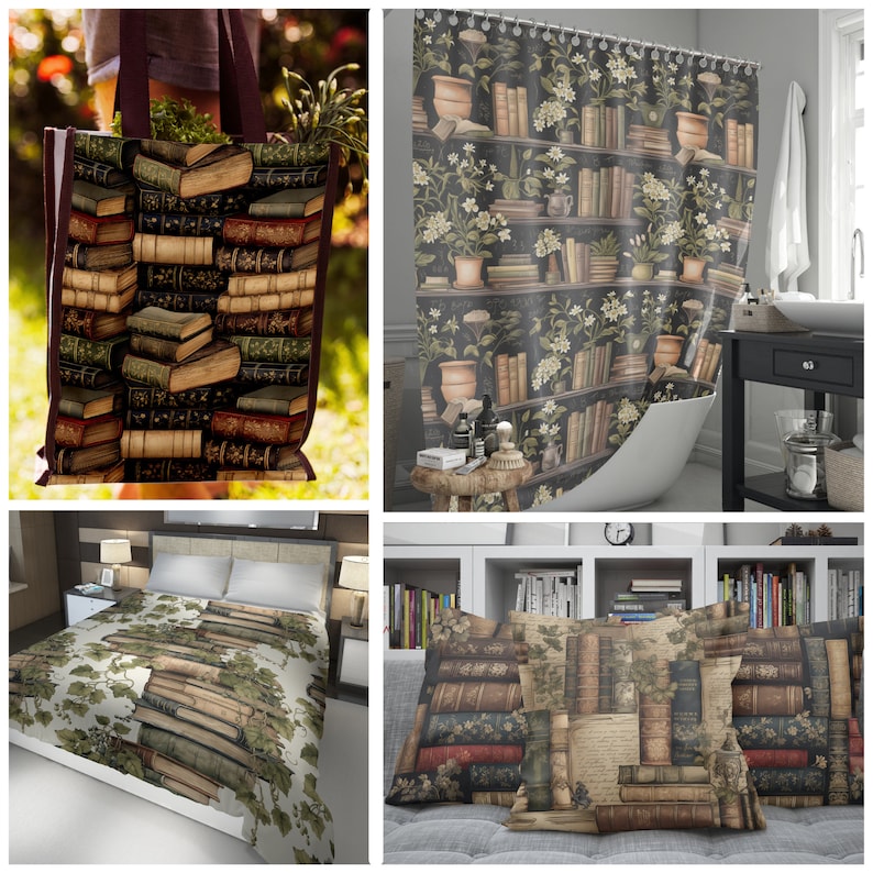 Book Lovers Paper, Vintage Floral Pattern, Book Themed Patterns, Book ...