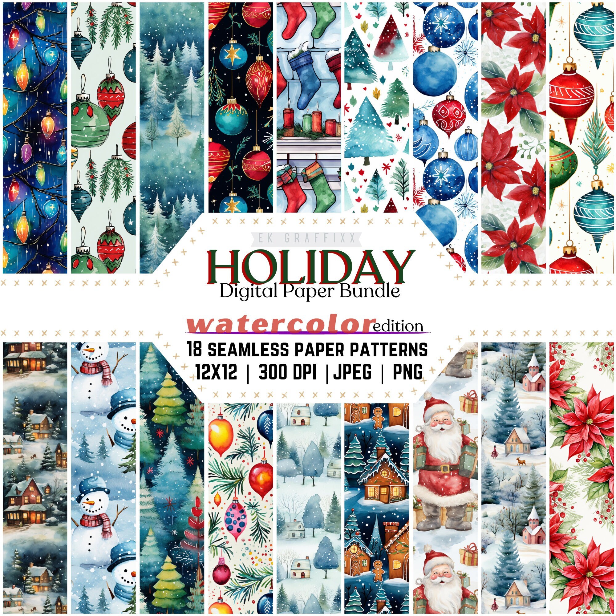 Digital Paper Pack, Holiday Paper, Winter Theme Scrapbook Paper ...