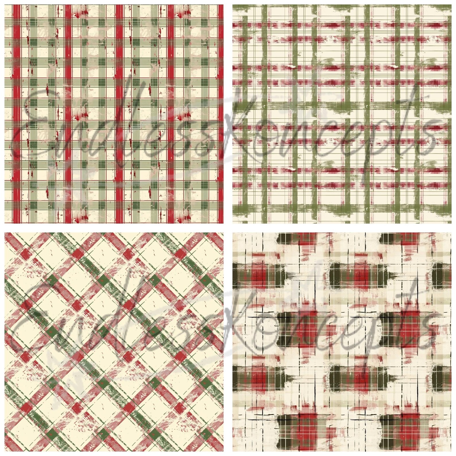 Rustic Christmas Plaid Digital Paper: Seamless Holiday Patterns ...