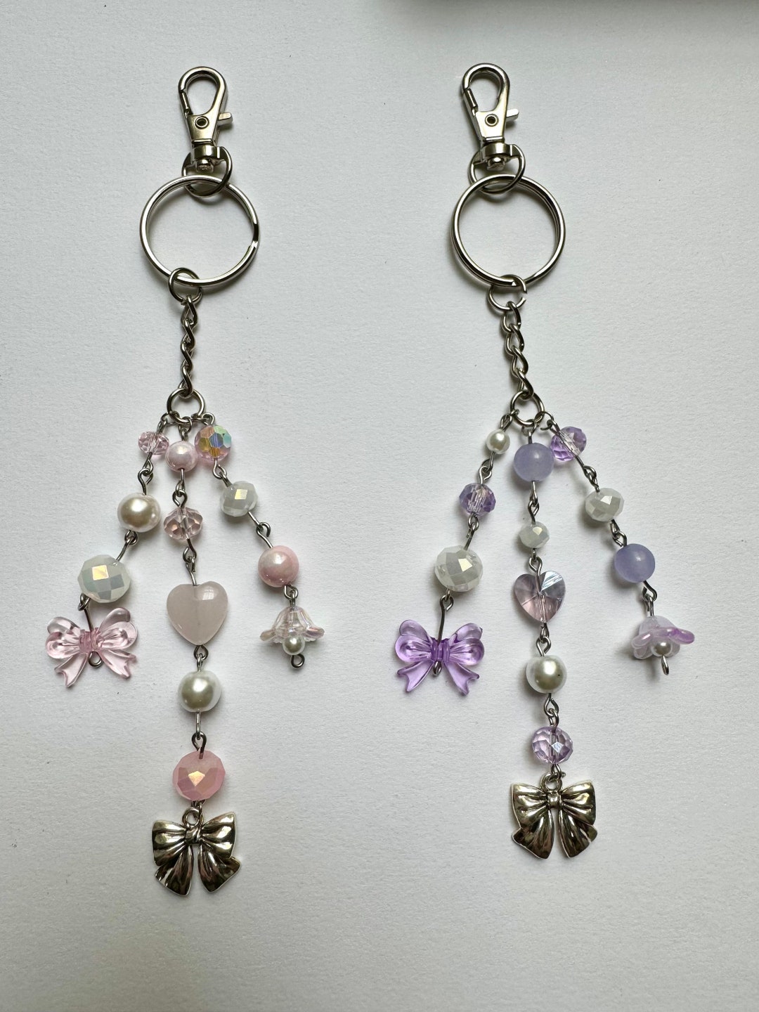 Matching Bow Keychains, Beaded Keychain, Handmade Jewelry, Cute Dainty ...