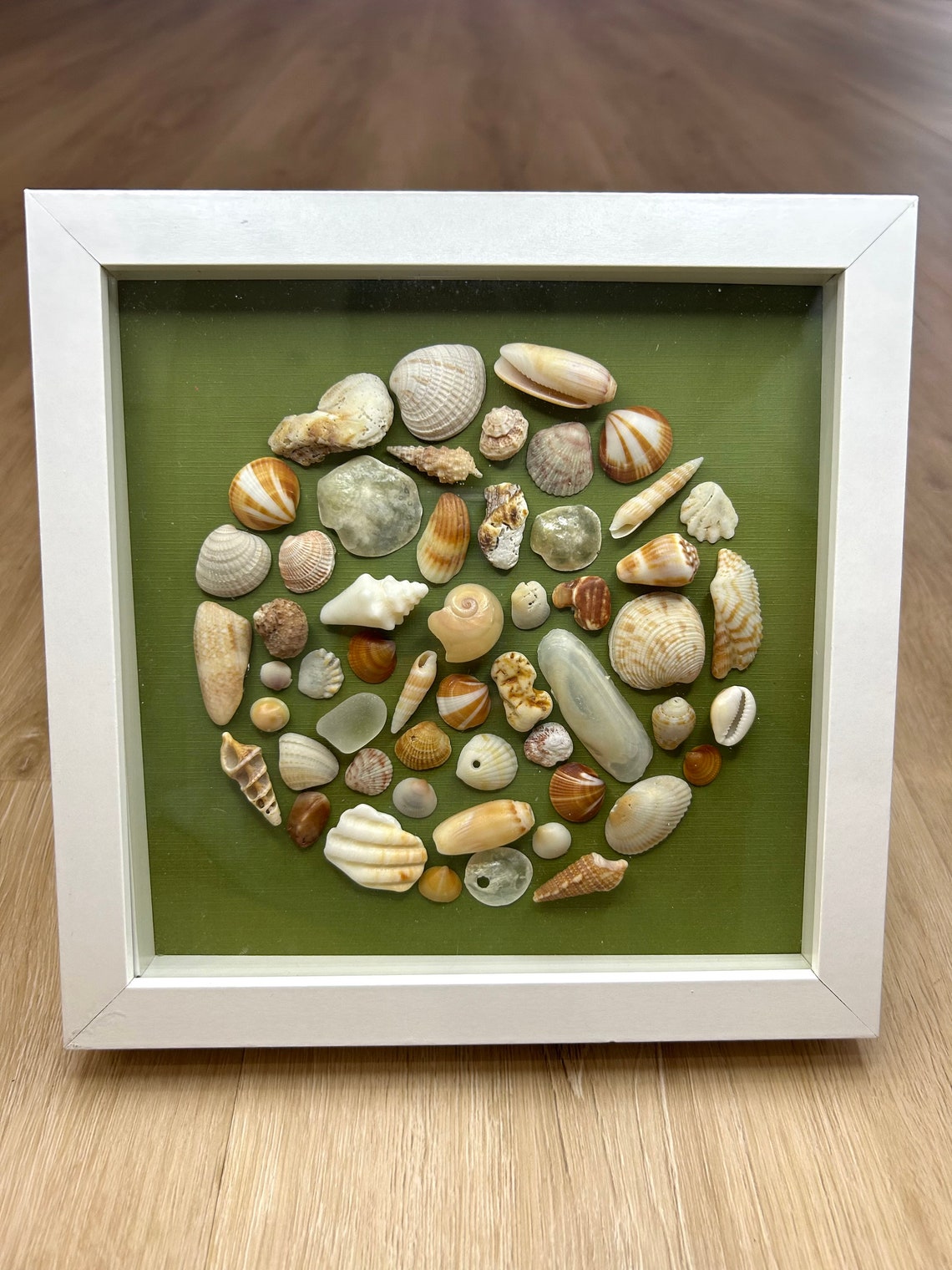Handmade Ocean Seashell and Seaglass Mosaic Circle Coastal Home Decor ...