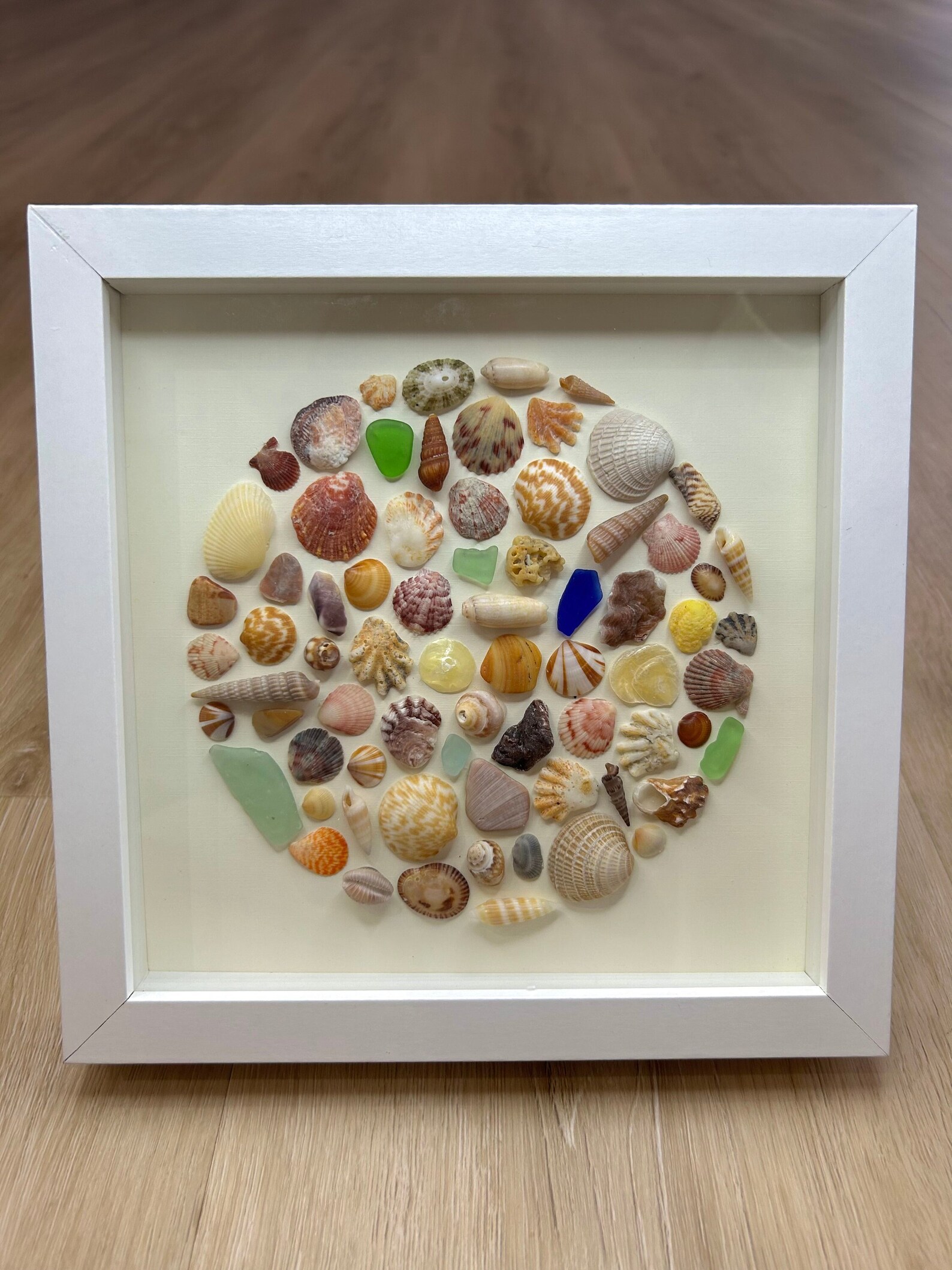Handmade Ocean Seashell and Seaglass Mosaic Circle Coastal Home Decor ...