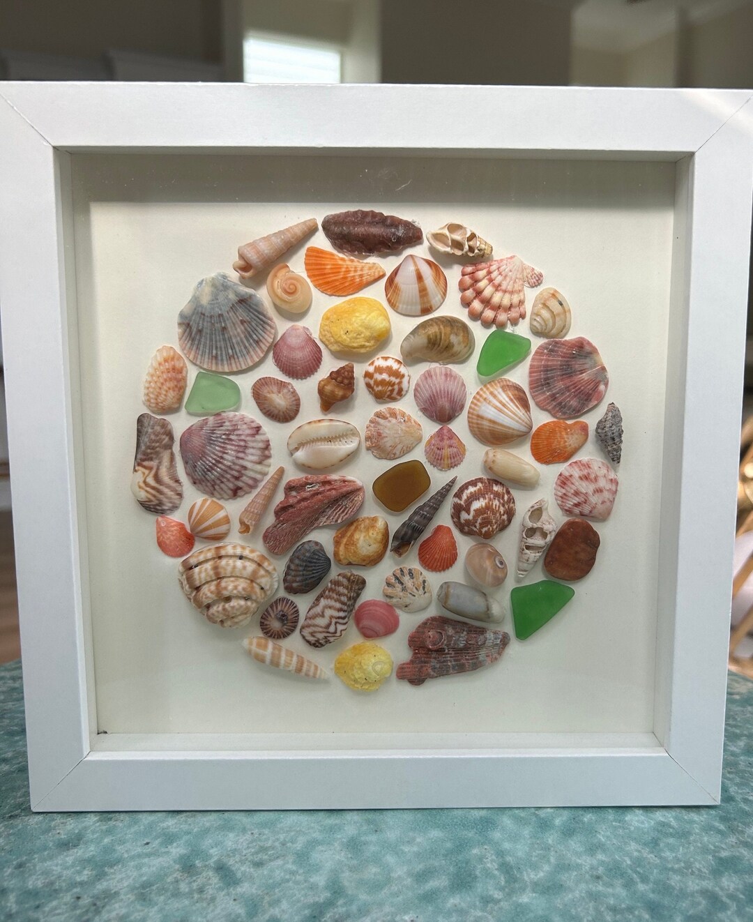Handmade Ocean Seashell and Seaglass Mosaic Circle Coastal Home Decor ...