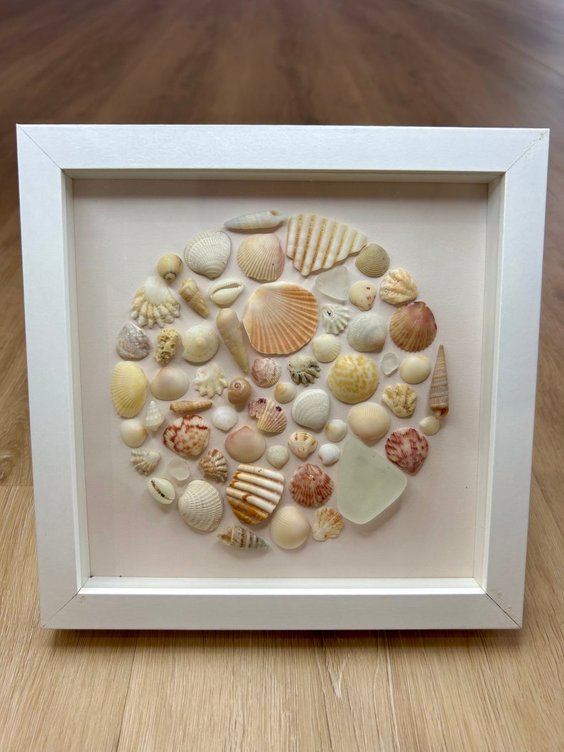 Handmade Ocean Seashell and Seaglass Mosaic Circle Coastal Home Decor ...