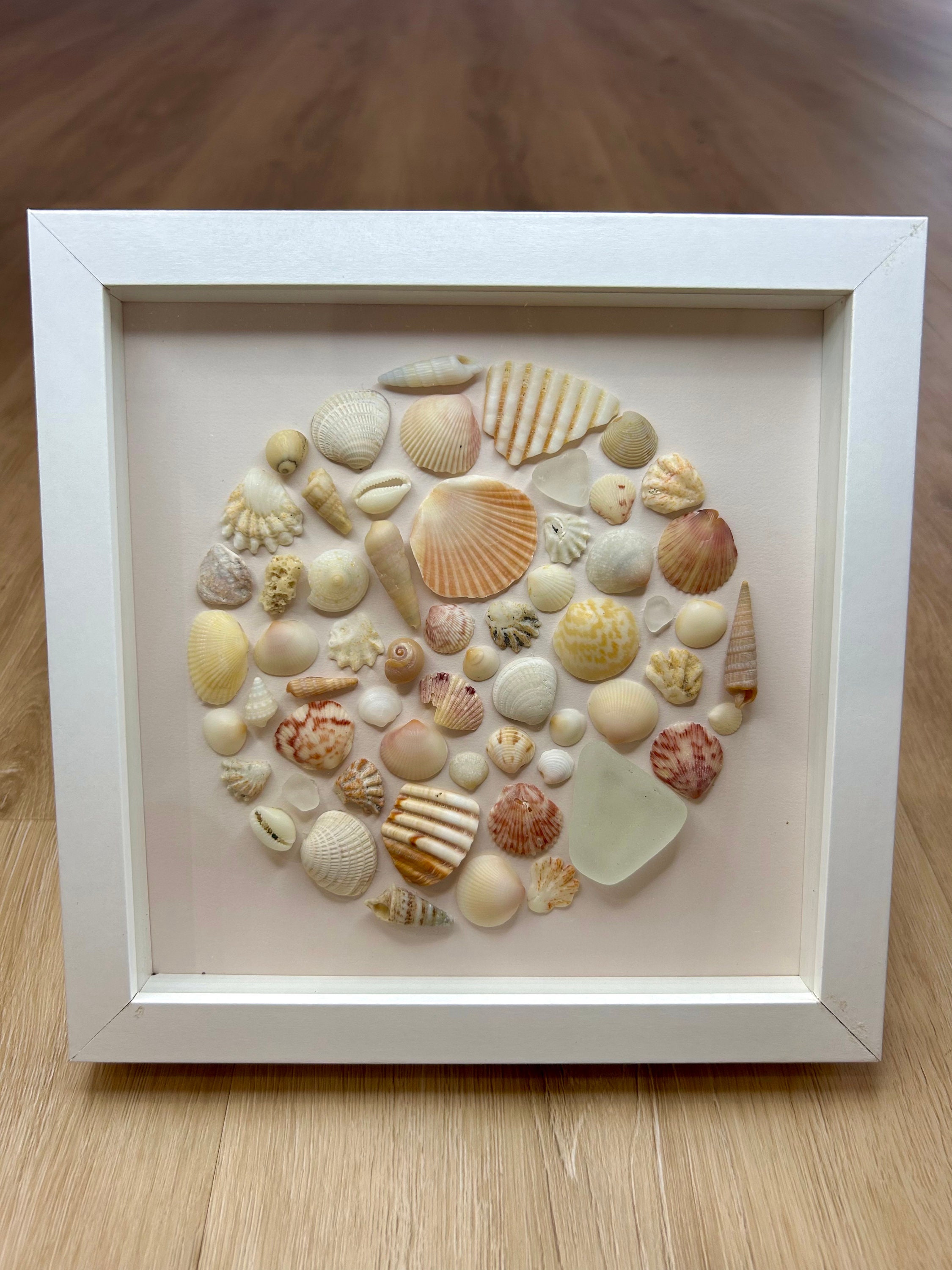 Handmade Ocean Seashell and Seaglass Mosaic Circle Coastal Home Decor ...