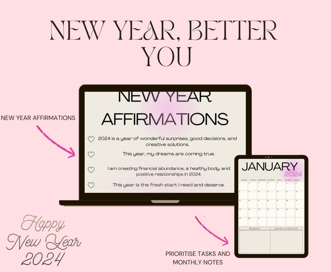 2024 Calendar New Year Calendar 2024 Planner New Year Calendar Task ...