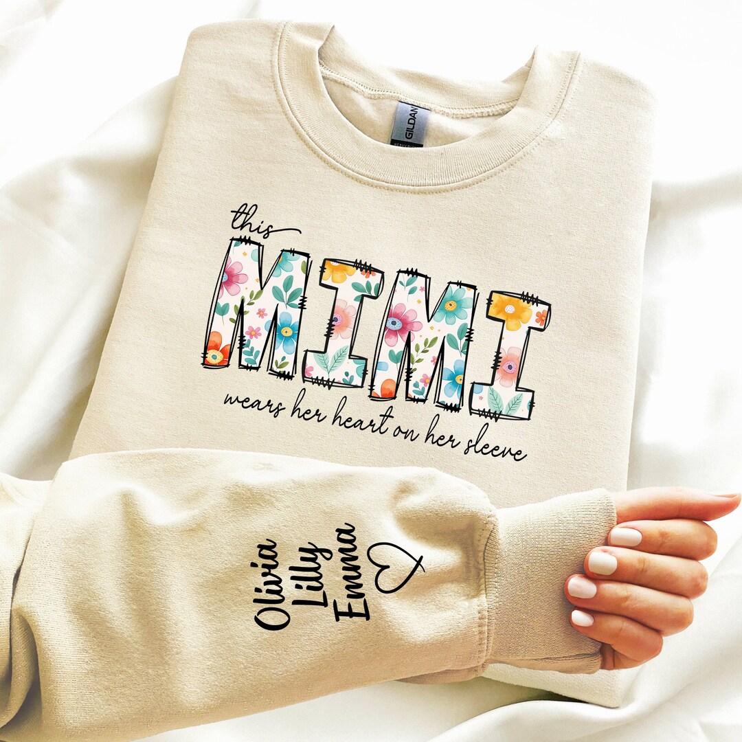 Custom This Mimi Wears Her Heart on Her Sleeve Hoodie, Personalized ...