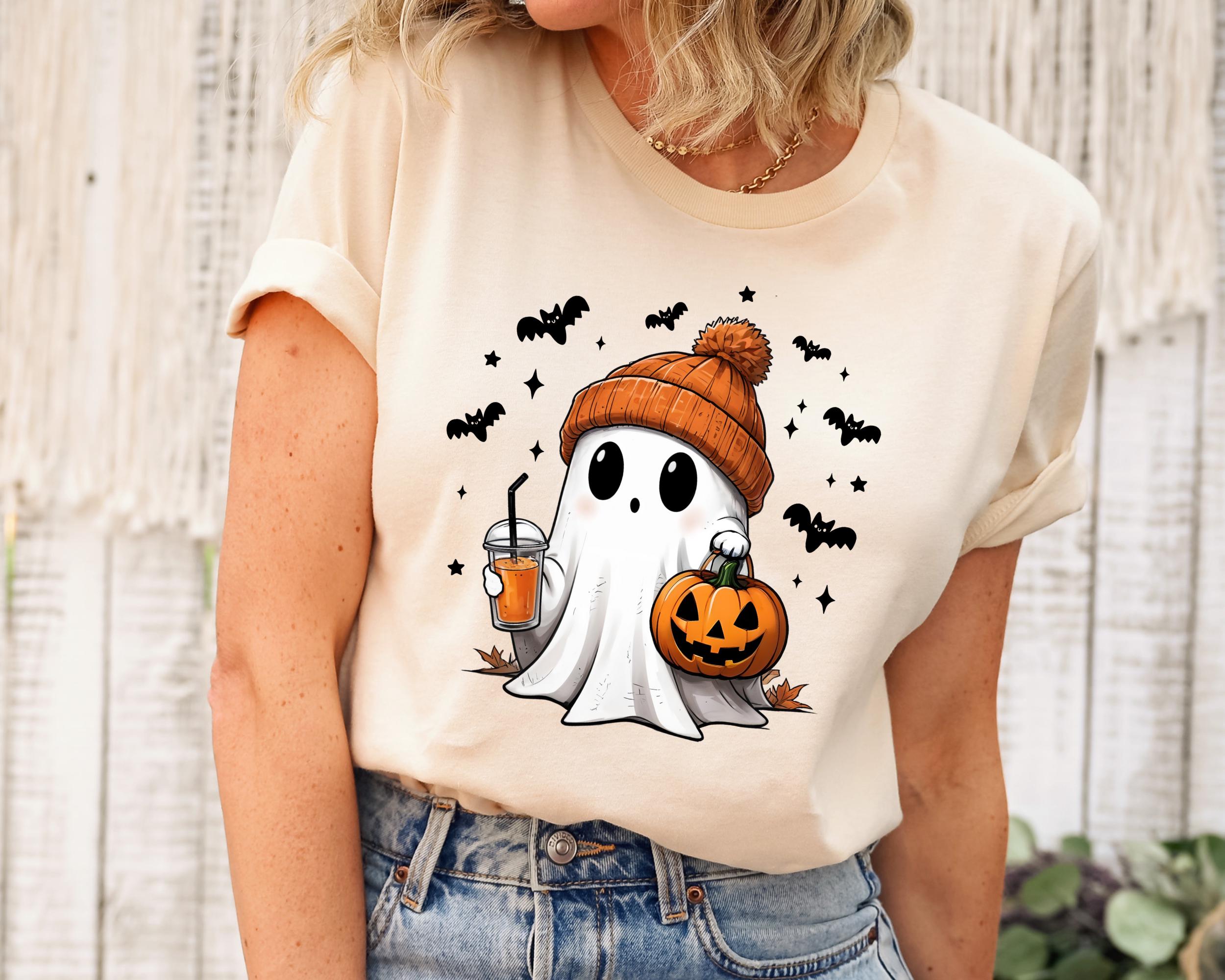 Halloween Ghost Shirt, Cute Ghost Shirt, Ghost Coffee Shirt Womens ...
