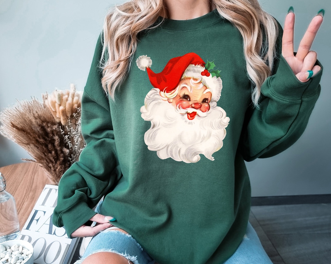 Retro Santa Sweatshirt, Vintage Santa Sweatshirt, Retro Christmas Santa ...