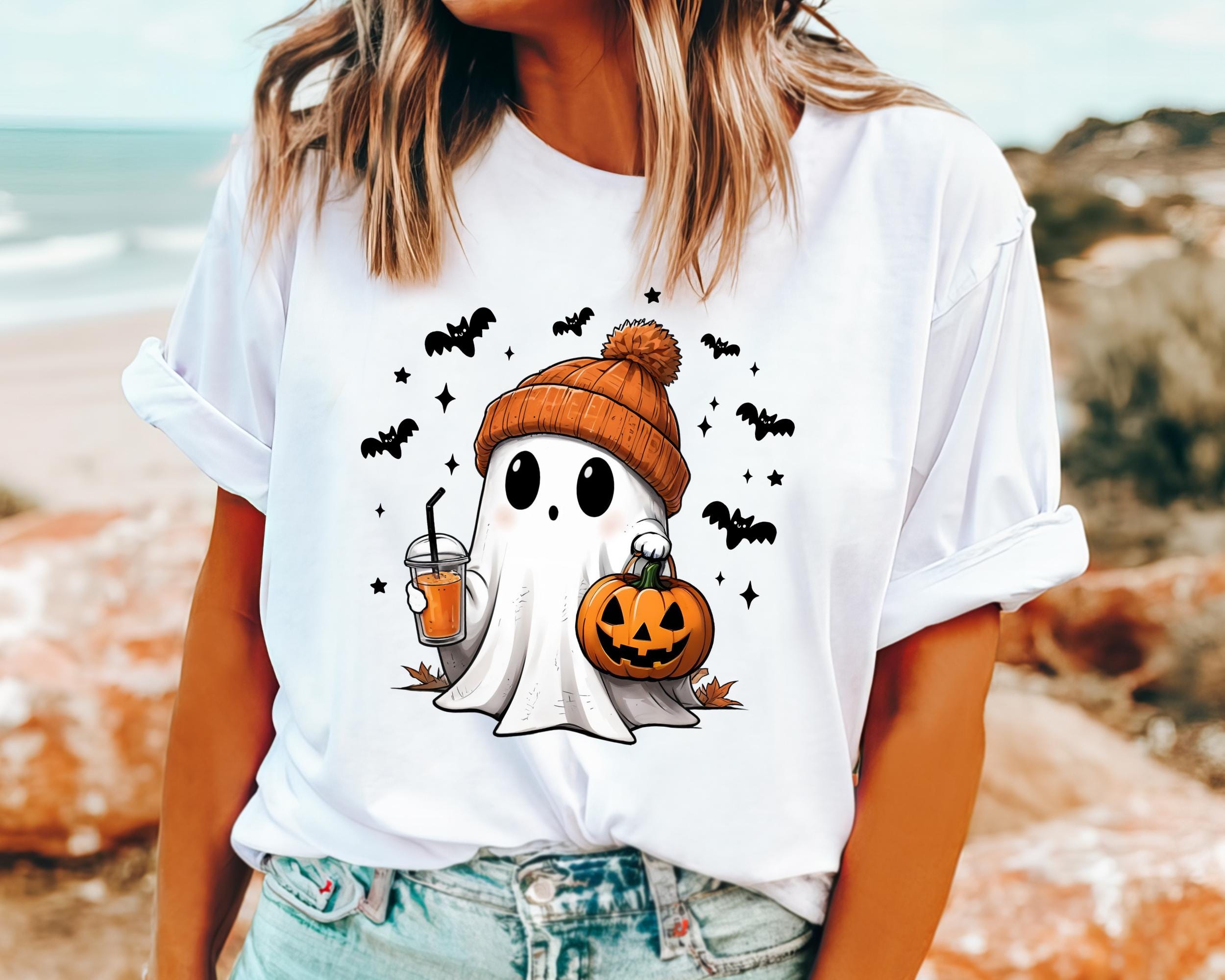 Halloween Ghost Shirt, Cute Ghost Shirt, Ghost Coffee Shirt Womens ...