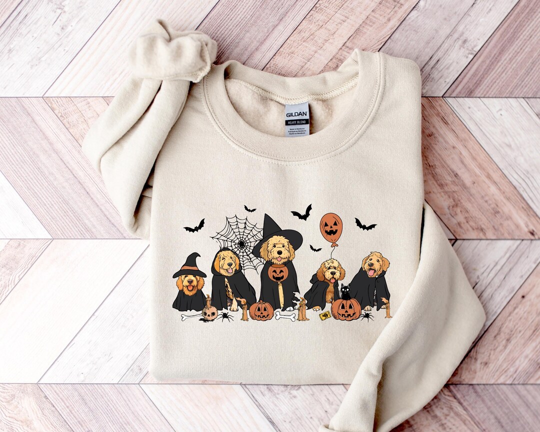 Ghost and Witch Goldendoodle Halloween Sweatshirt, Ghost Goldendoodle ...