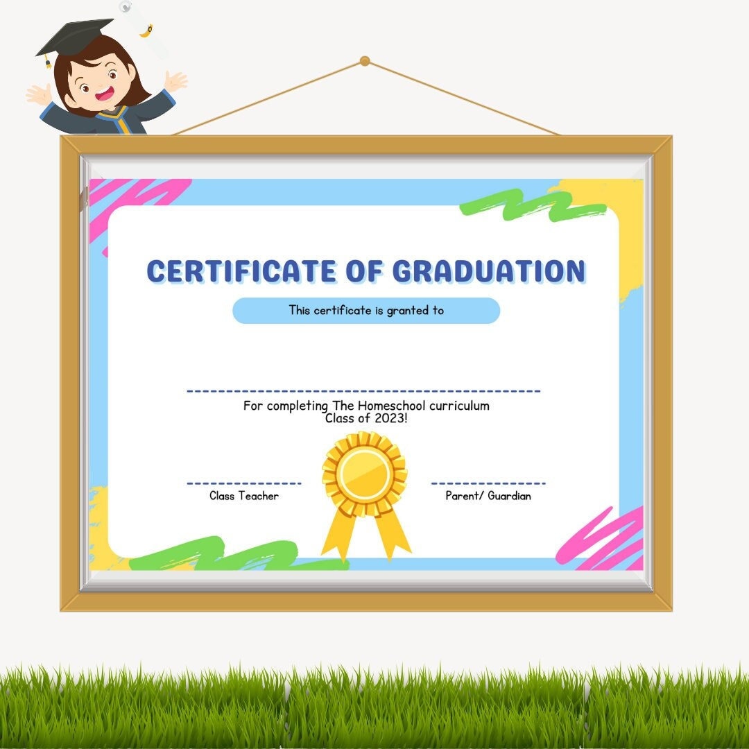 Printable Kids Homeschool Graduation Certificate Completion - Etsy UK