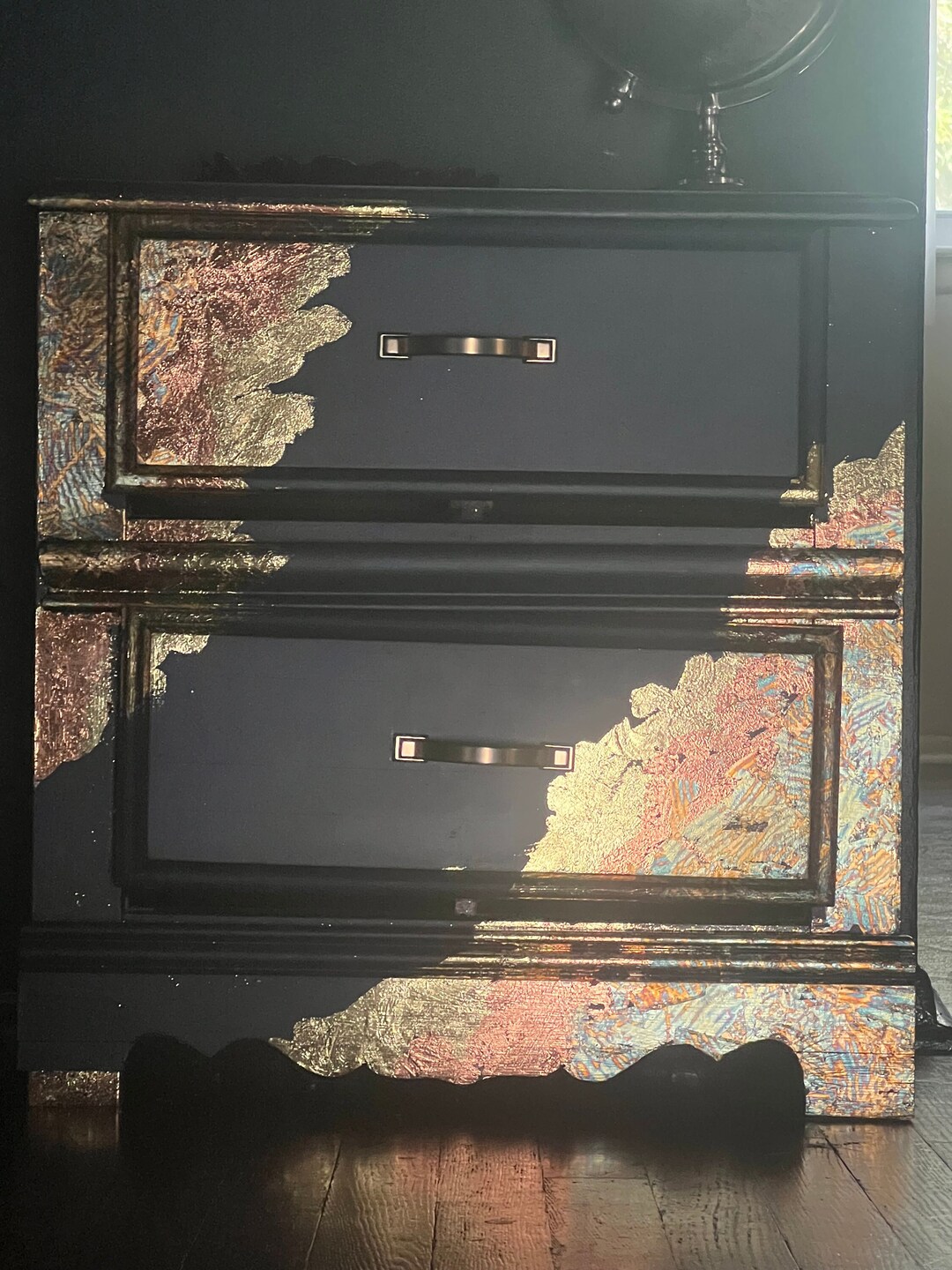 Unique Gold Foil Night Table With Storage - Etsy