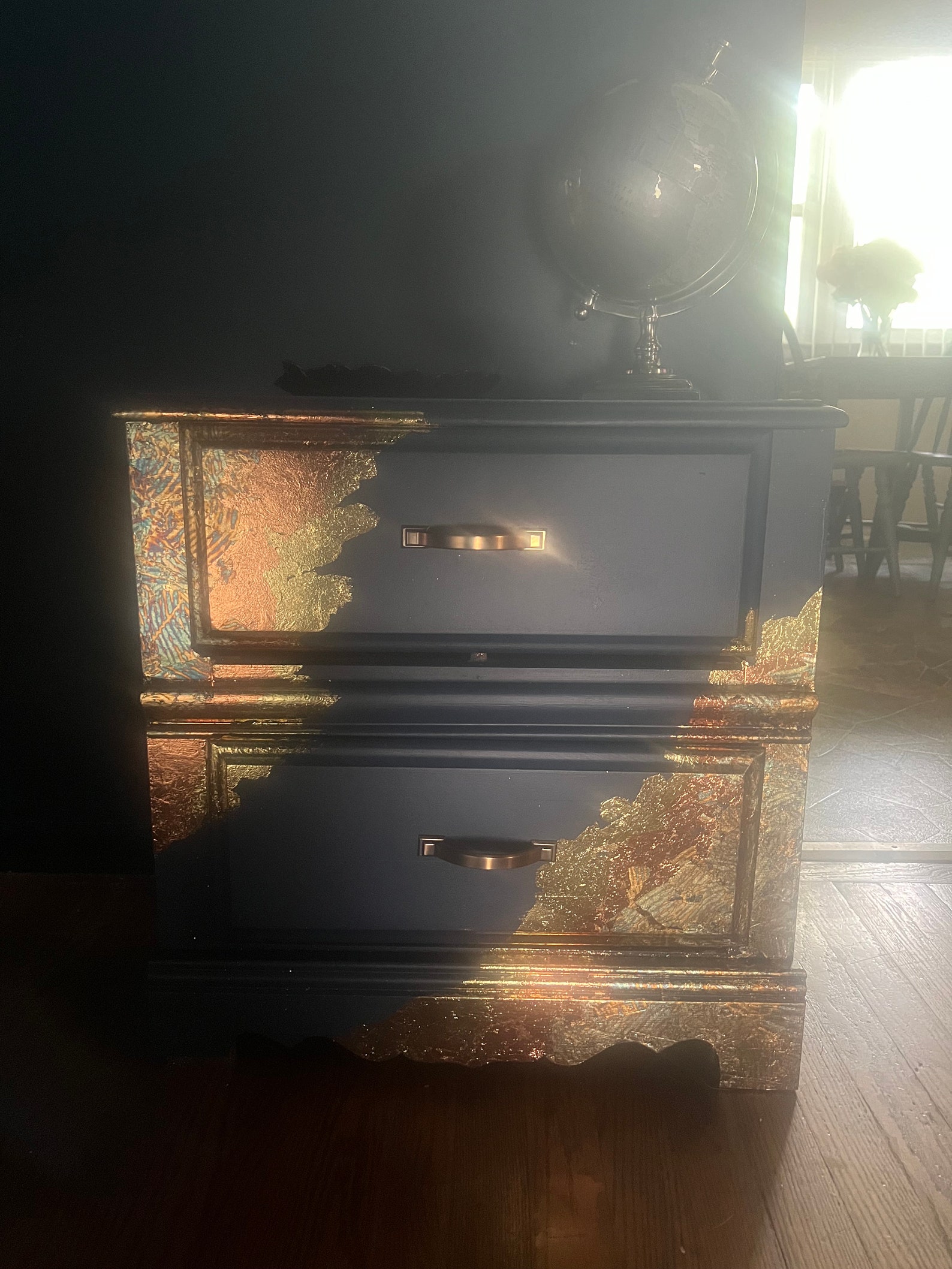 Unique Gold Foil Night Table With Storage - Etsy