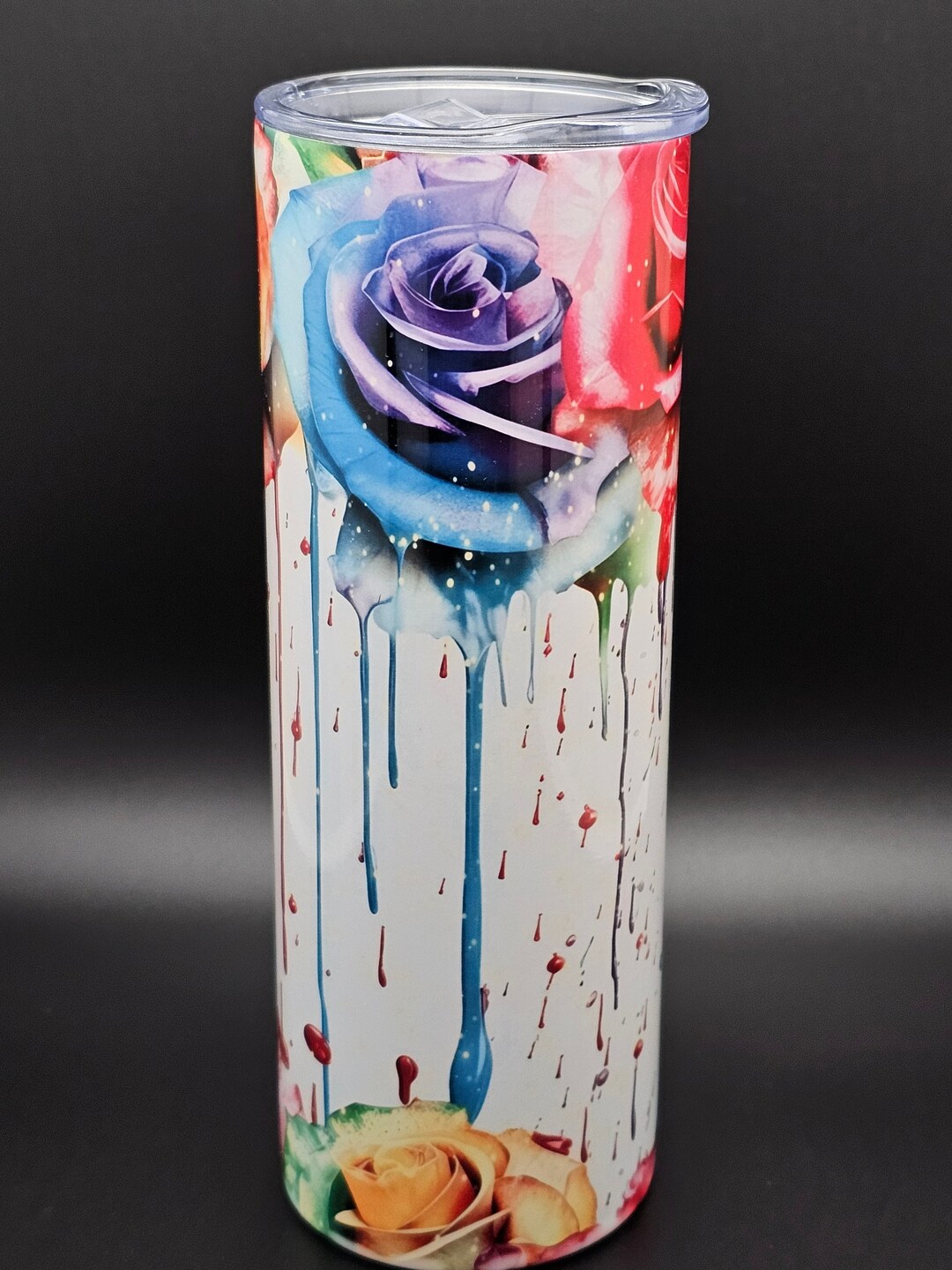 Roses Dripping With a Rainbow of Colors, 20 Oz Skinny Tumbler With ...
