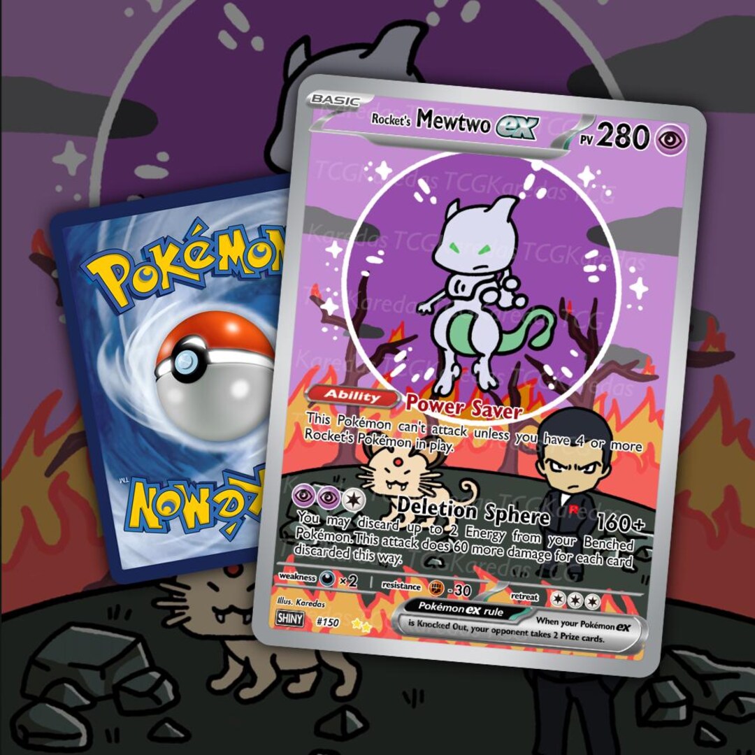 Rocket Shiny Mewtwo - Custom Pokémon Card - Etsy