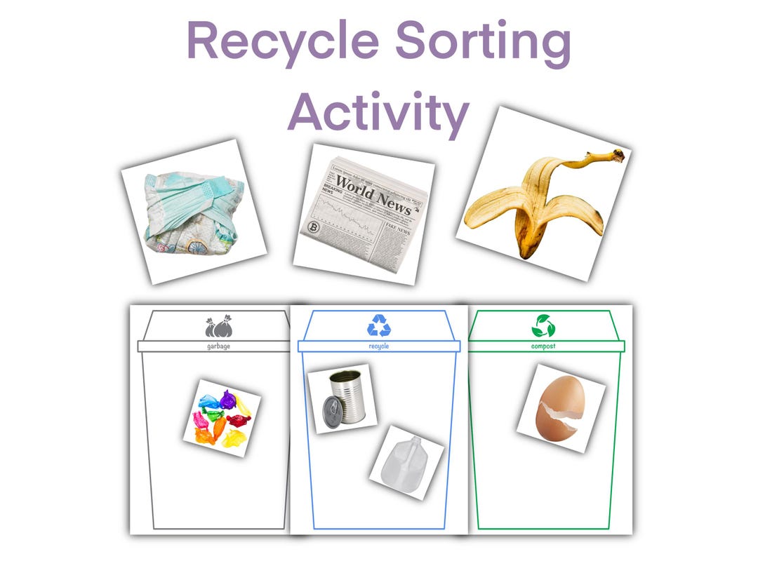 Recycling Compost Garbage Sorting Activity - Earth Day Printables - Etsy