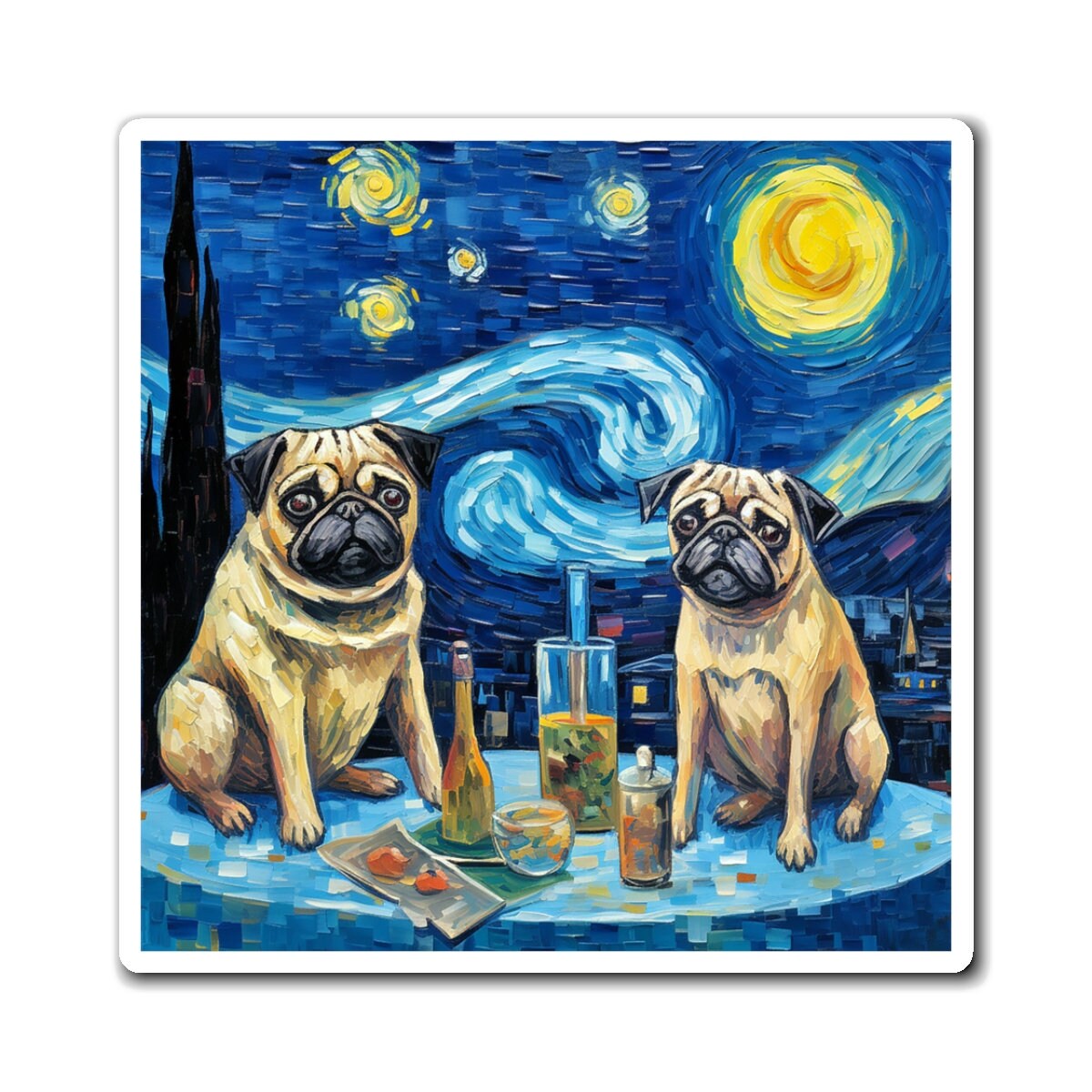 Pugs Starry Night Magnet Pug Fridge Magnet Pug Decor Pug Gift - Etsy