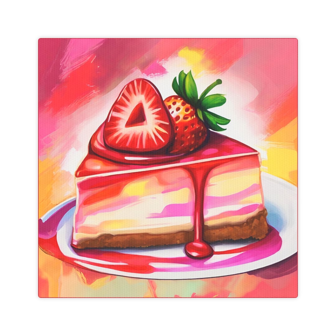 Strawberry Cheesecake Wall Art Birthday Gift Colorful Cake Mom Gift ...
