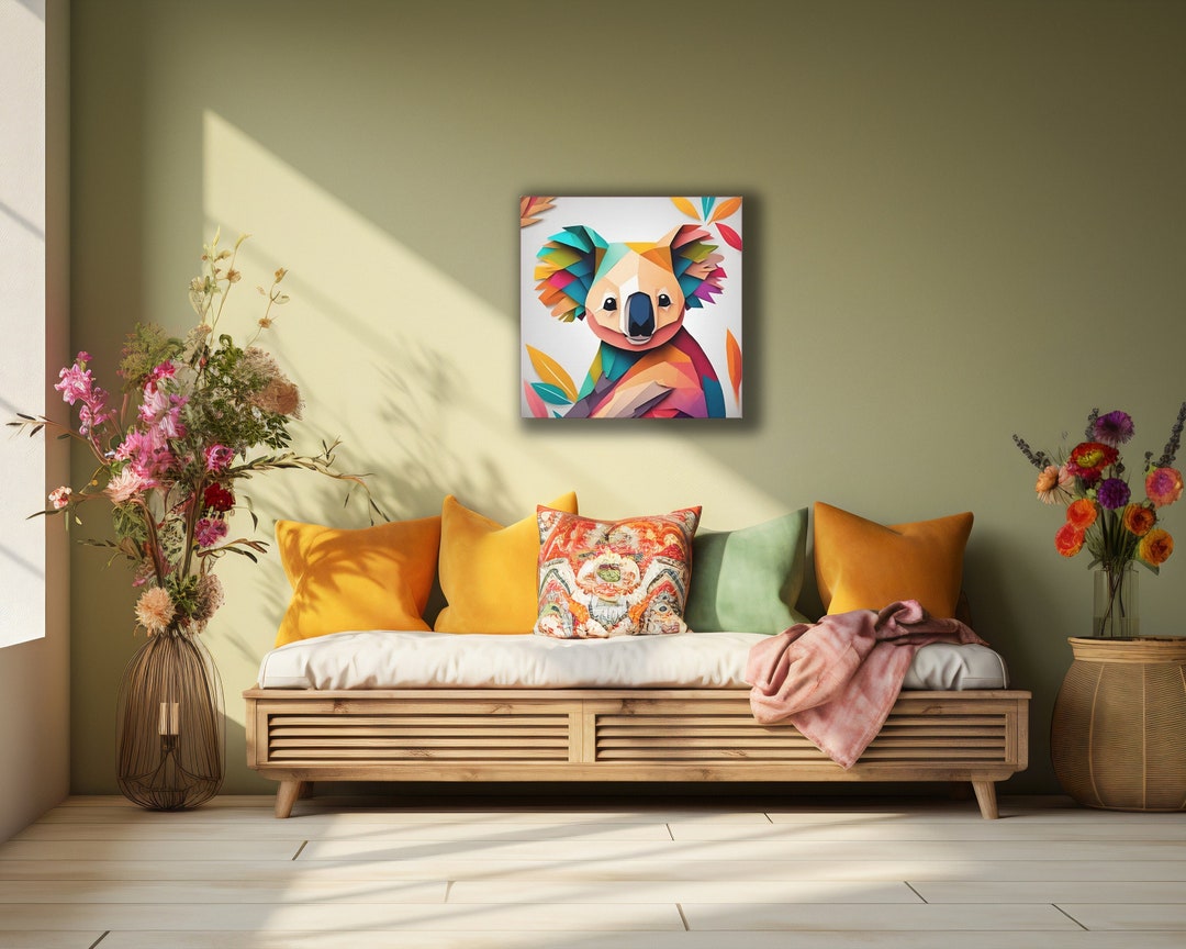 Koala Wall Art, Rainbow Colored Koala Canvas, Color Gradient Koala Wall ...