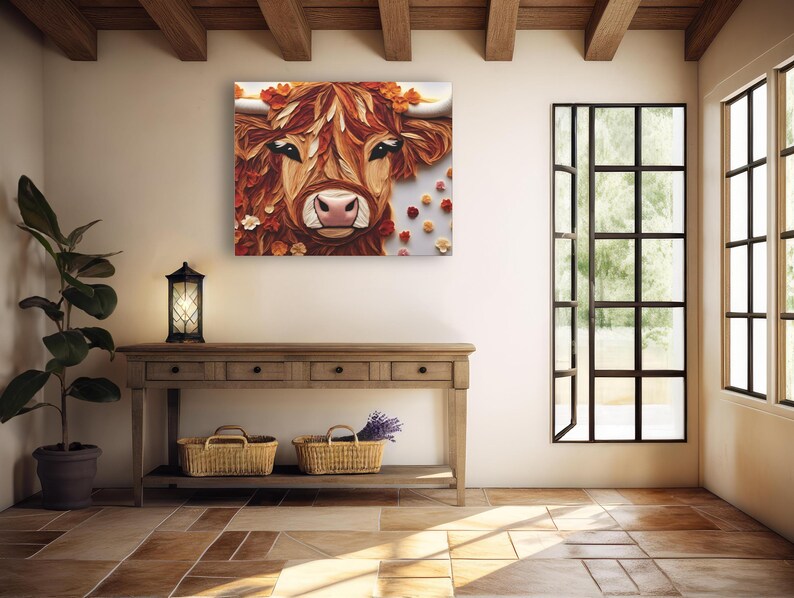 Highland Cow Wall Art Scottish Cow Wall Decor Shaggy Highland Coo ...