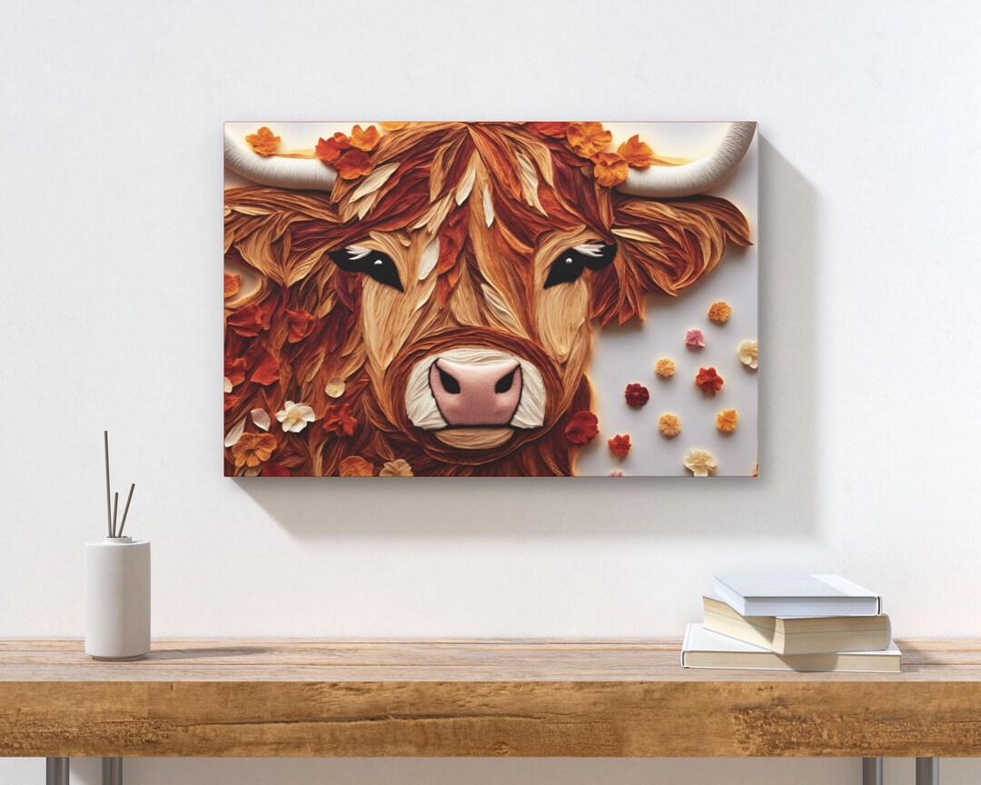 Highland Cow Wall Art Scottish Cow Wall Decor Shaggy Highland Coo ...