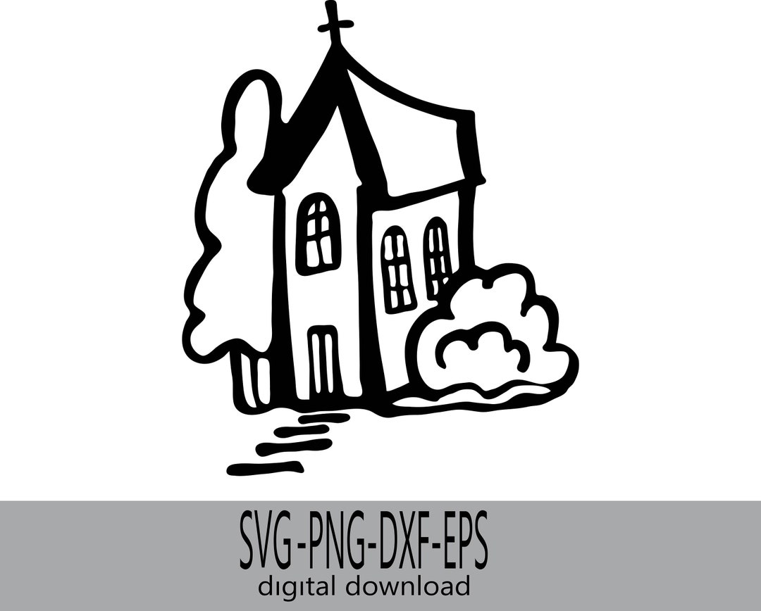 Hometown Chapel, Hand Drawn Church, Chapel SVG Design, Chapel Cut Files ...