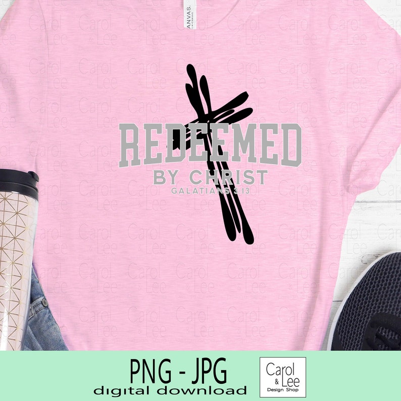 Redeemed by Christ Design, Hand Drawn Cross, Christian PNG Design ...