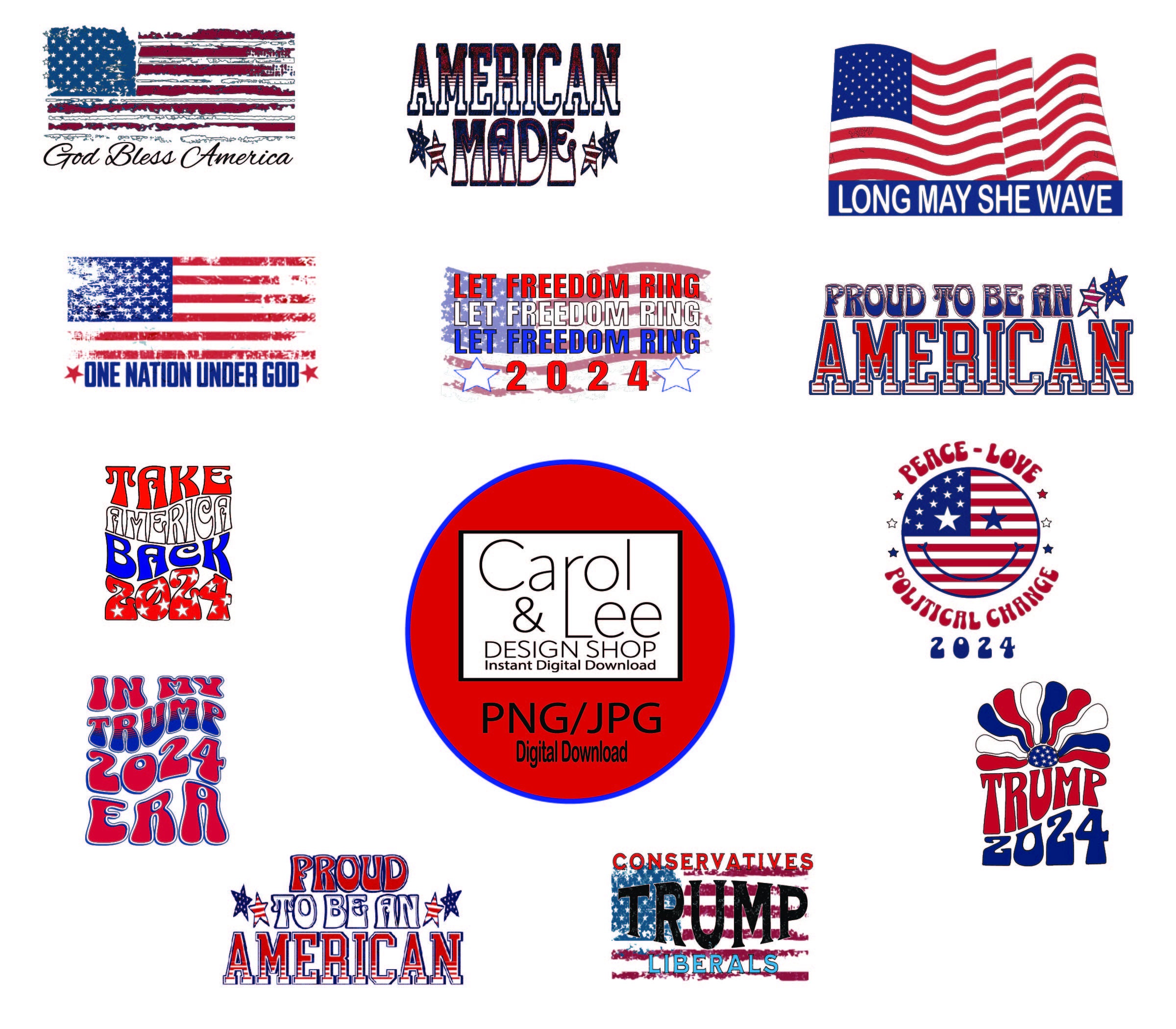 Bundle of 12 Political Designs, Voting for Freedom PNG, Conservative ...
