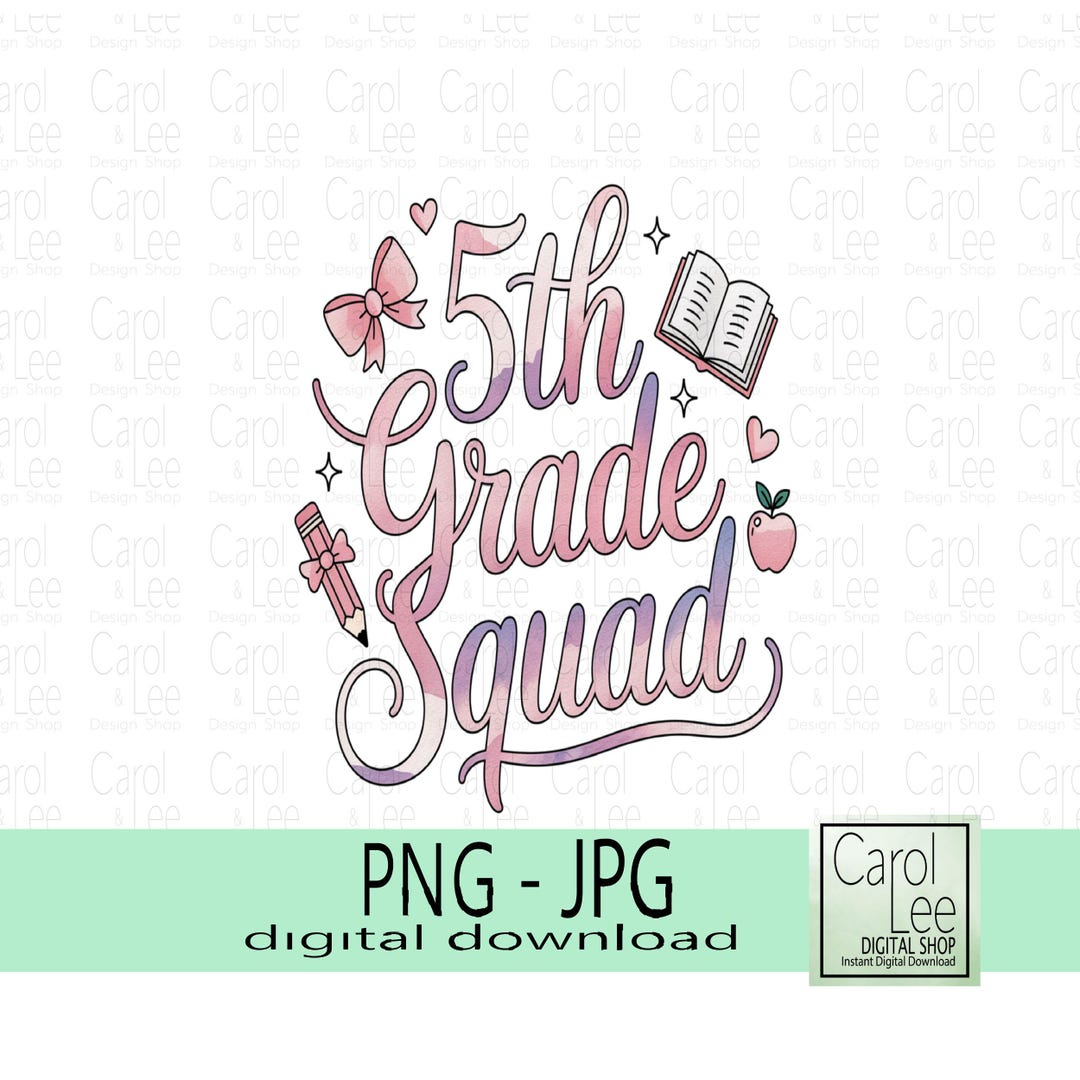 Coquette 5th Grade Squad PNG Design, Back to School Teacher, 5th Grade ...