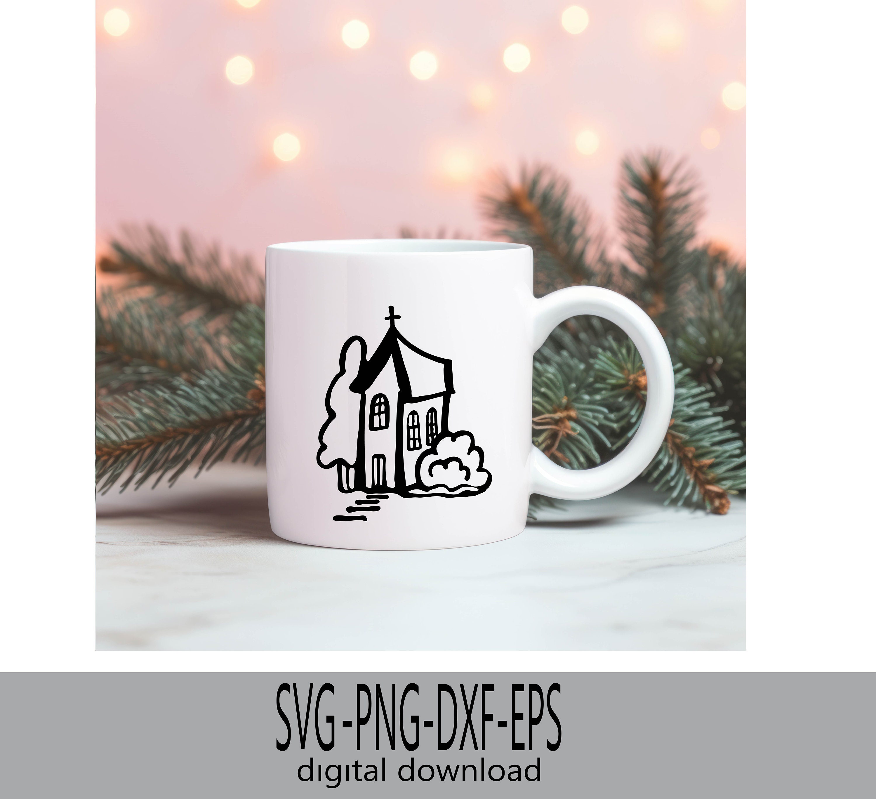 Hometown Chapel Hand Drawn Church Chapel SVG Design Chapel - Etsy