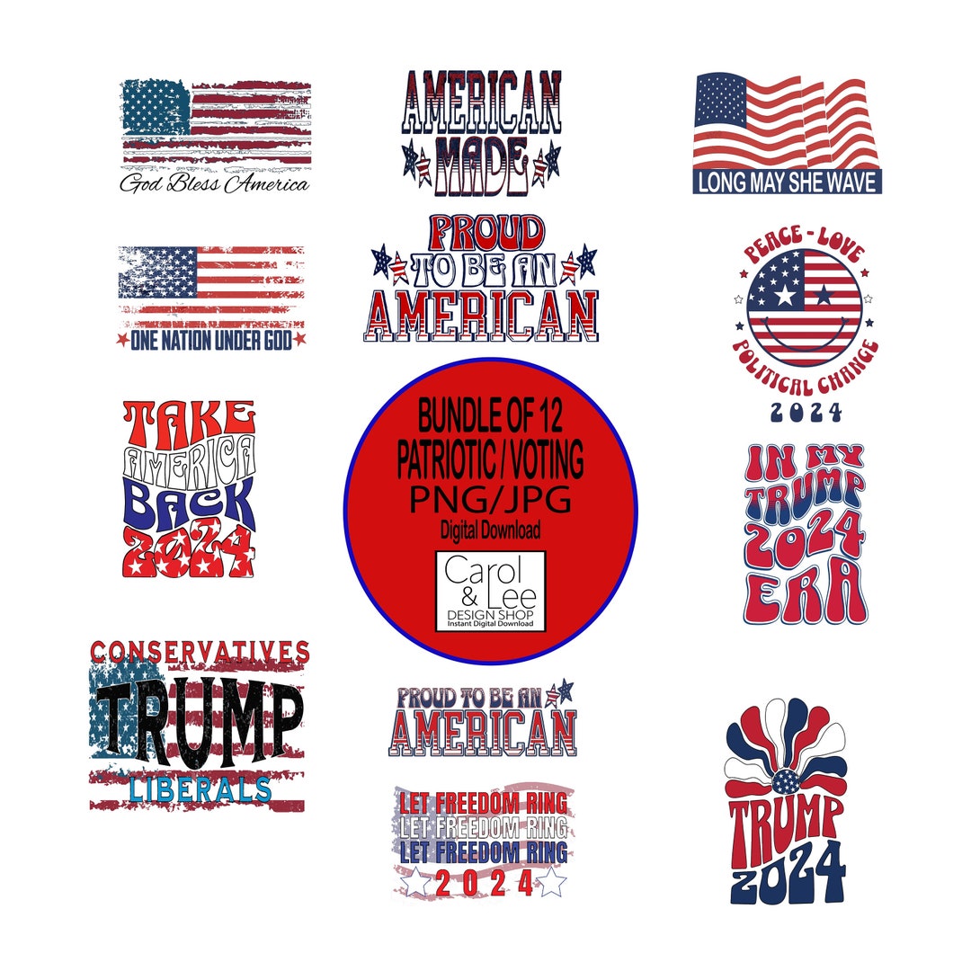 Bundle of 12 Political Designs, Voting for Freedom PNG, Conservative ...