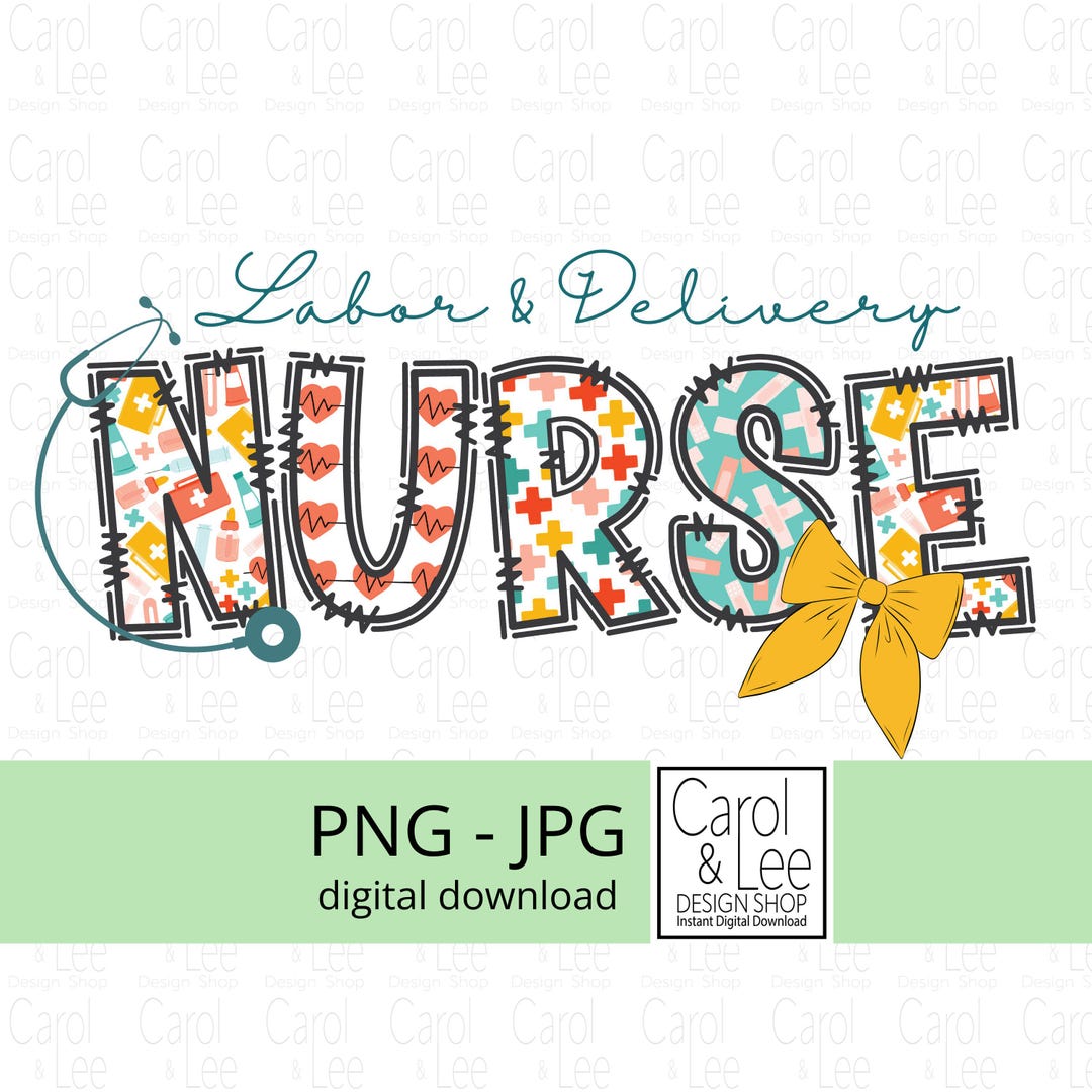 L & D Nurse Design in Colorful Doodle Nurse Sublimation PNG, Cute ...