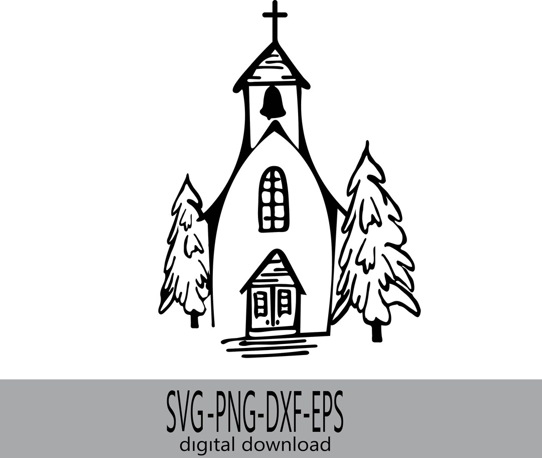 Hometown Church Chapel Clipart, Chapel Decor, Little Chapel SVG, Chapel ...