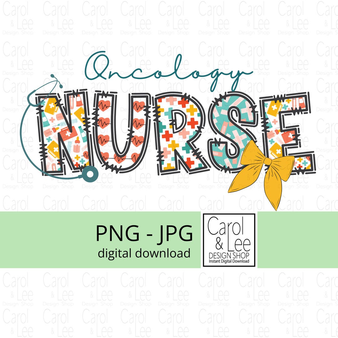 Oncology Nurse Design in Colorful Doodle Nurse Sublimation PNG, Cute ...