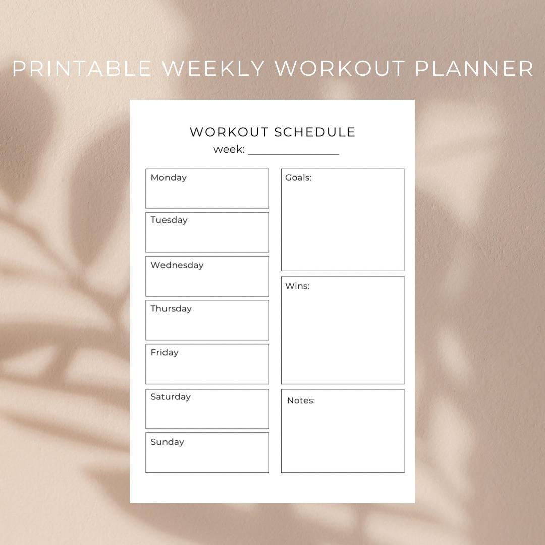 Printable Weekly Workout Planner - Etsy