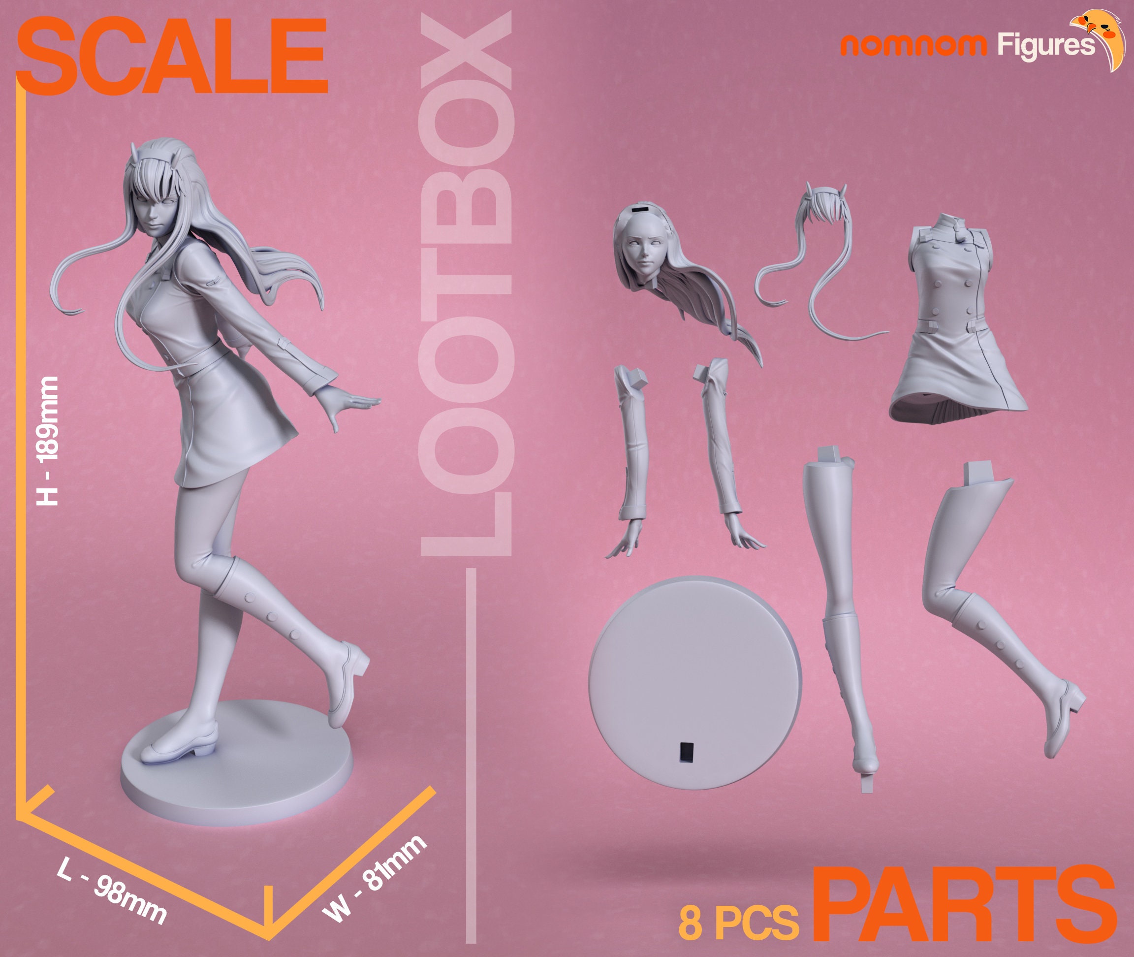 Zero Two Statue 14K 3D Printed Statue Fan Art Painted Garage Kit ...