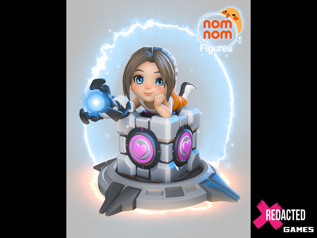 Chell portal Chibi 14K 3D Printed Statue Fan Art Painted Garage Kit ...