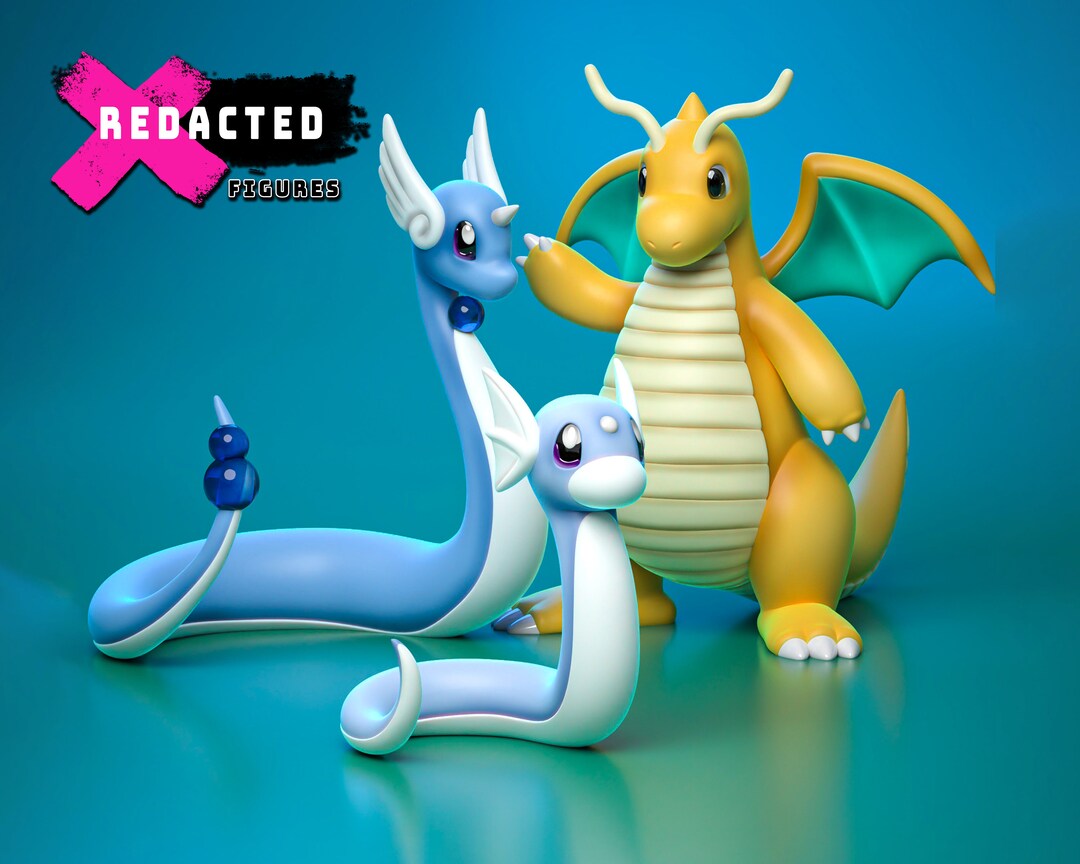 Dratini Evolution Line Dratini Dragonair Dragonite 1:20 Scale fan Made ...