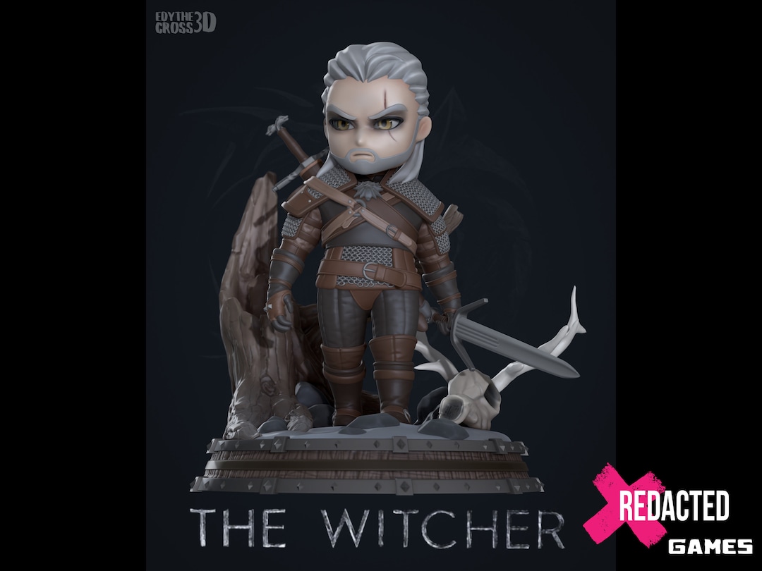 Geralt the Witcher Chibi 14K 3D Printed Statue Fan Art Painted Garage ...