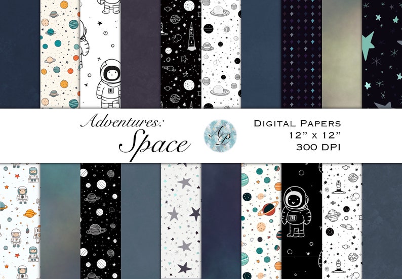 Adventures: Space! Digital Paper Pack | Digital Scrapbooking Paper ...