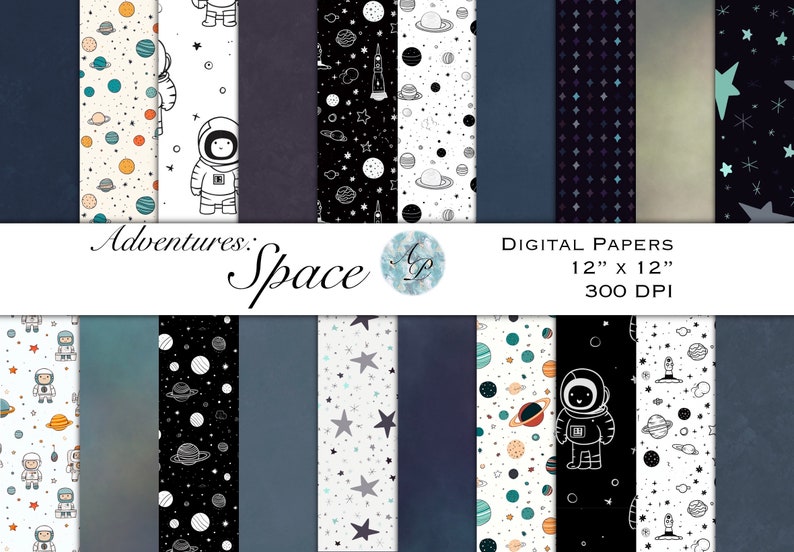 Adventures: Space! Digital Paper Pack | Digital Scrapbooking Paper ...